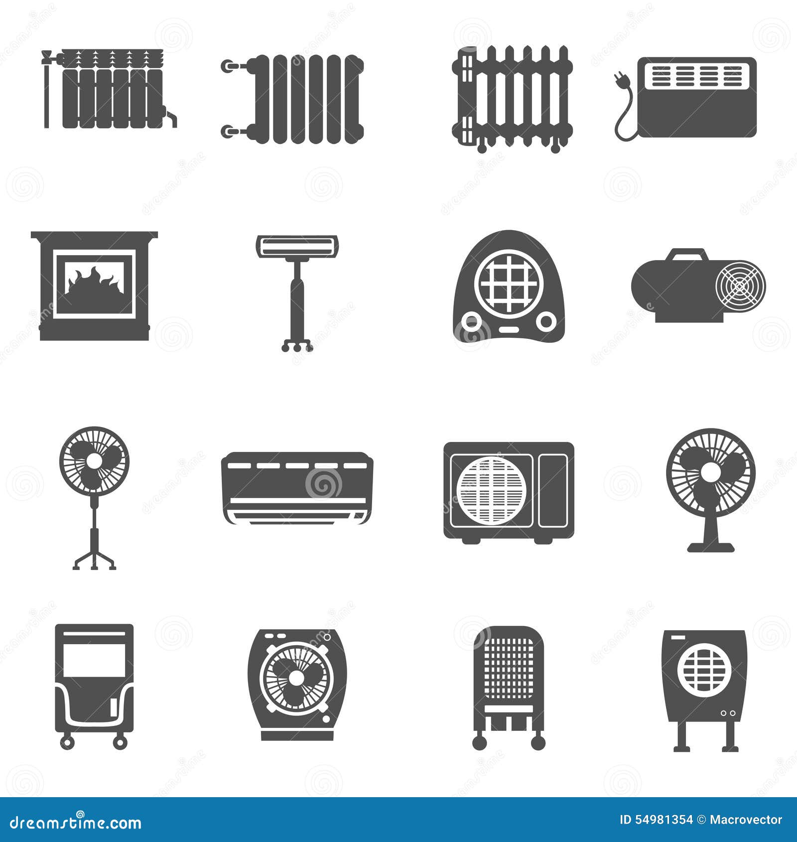 Heating and Cooling Icon Set Stock Vector - Illustration of design ...