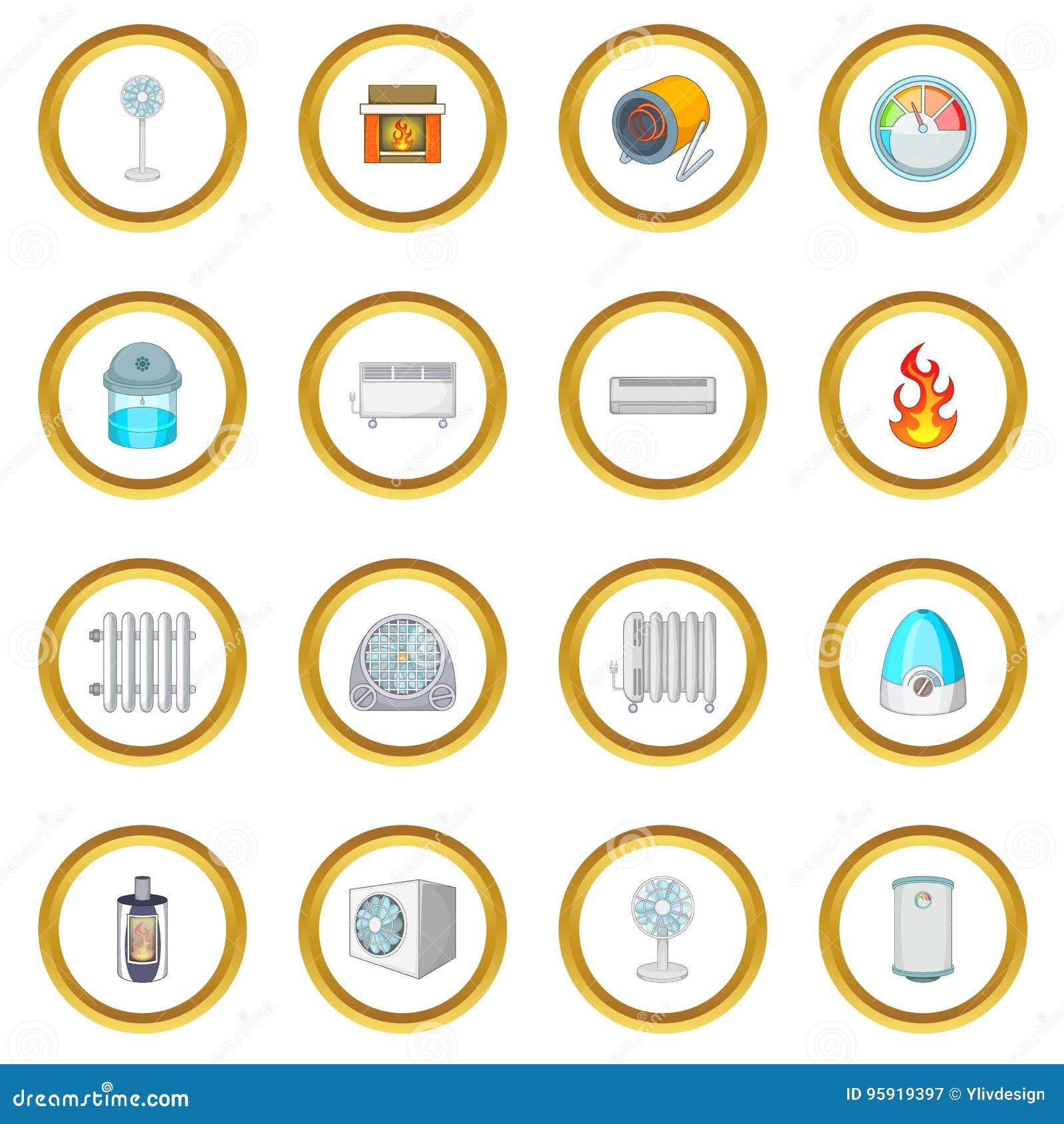 Cooling Fan Icons. Cool Fans Vector Symbols, Electrical Air Industry ...