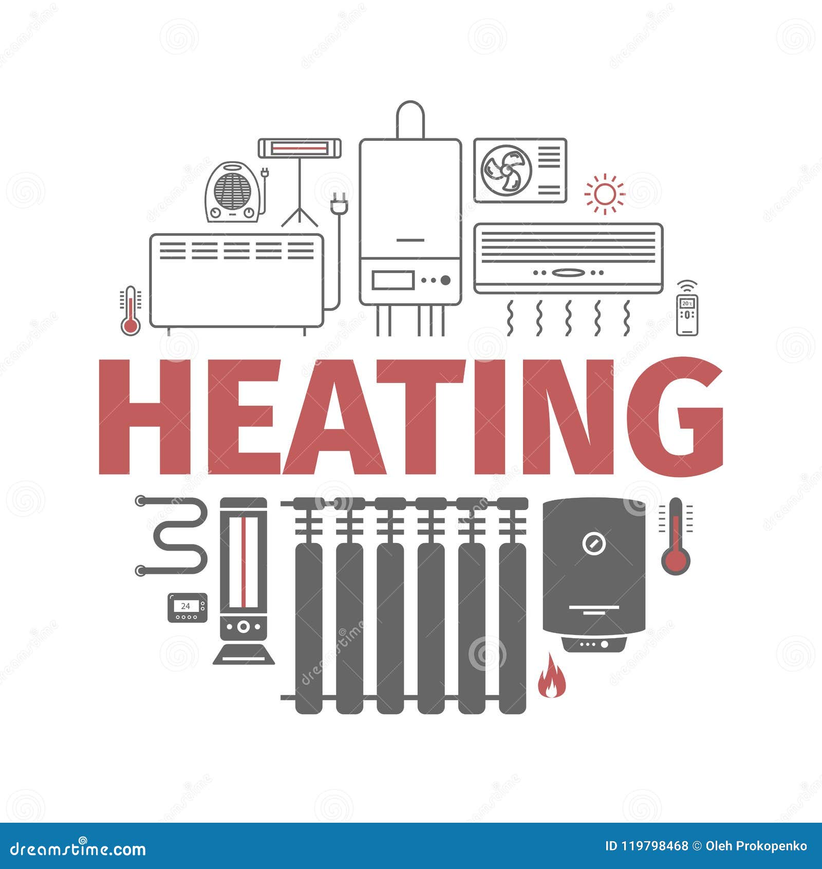 Air Conditioning Vector Line Icons. Temperature, Humidity, Drying ...