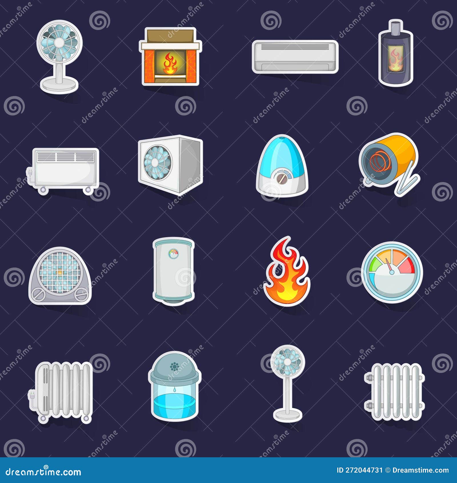 Cooling Fan Icons. Cool Fans Vector Symbols, Electrical Air Industry ...