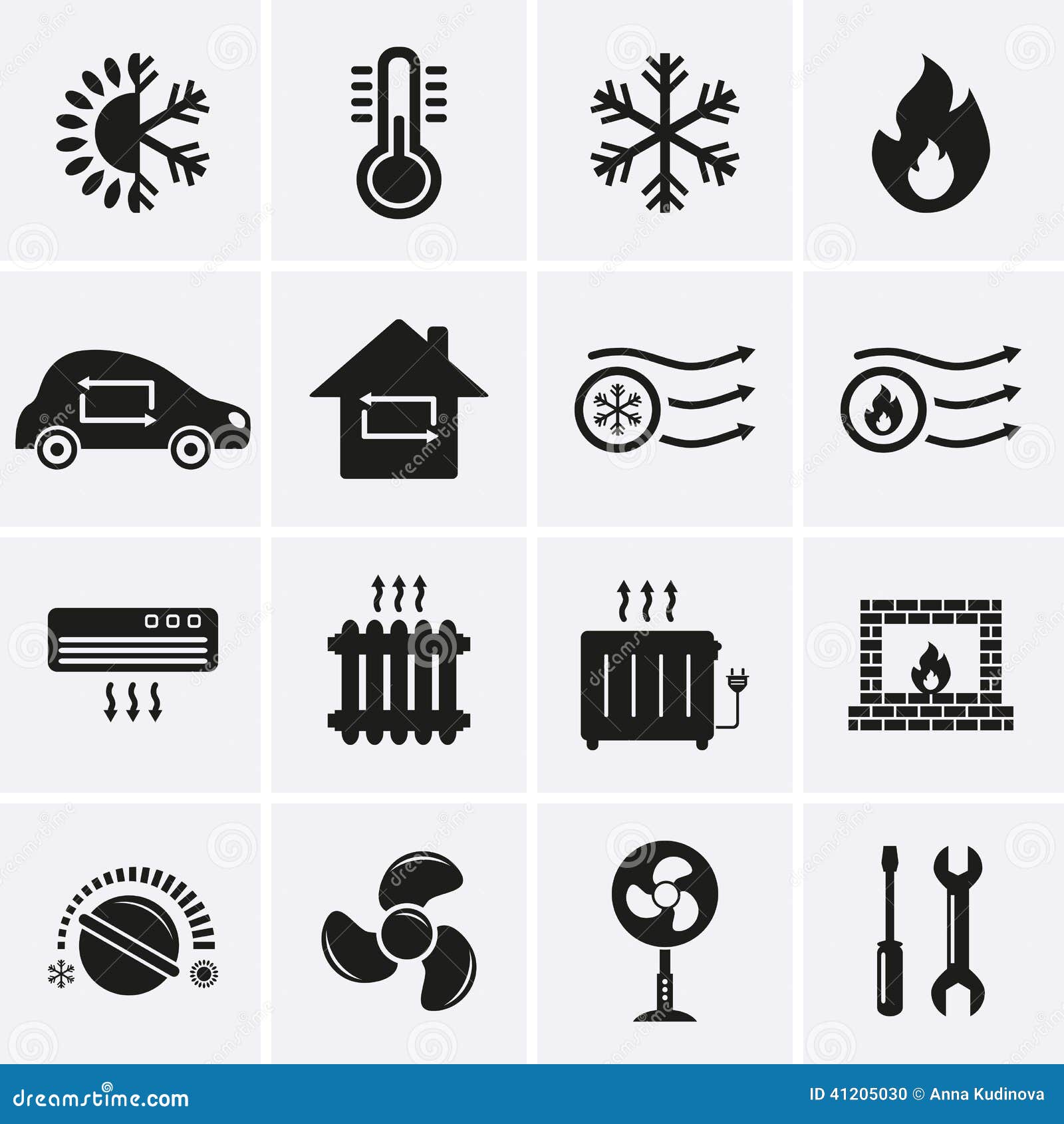 Heating And Cooling Icons Stock Vector - Image: 41205030 Heating And Cooling Icons Stock Vector - Image: 41205030