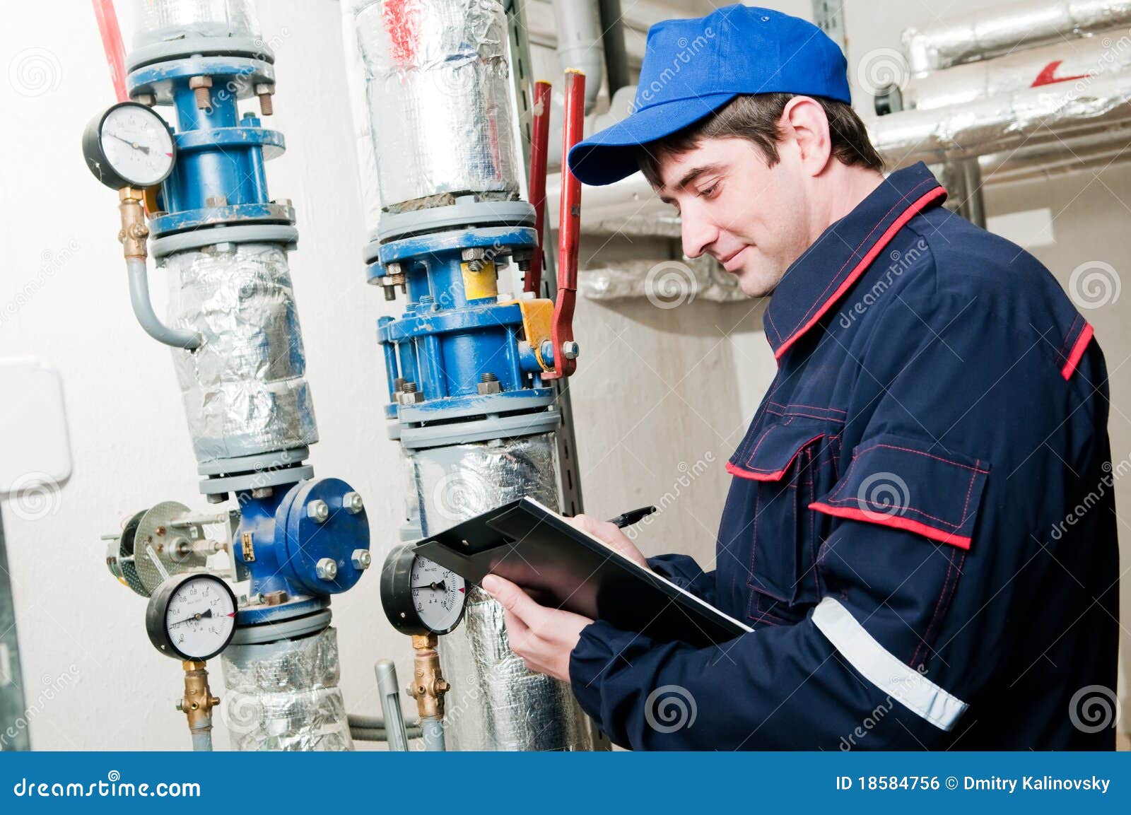 Heating Engineer in Boiler Room Stock Photo - Image of industrial ...