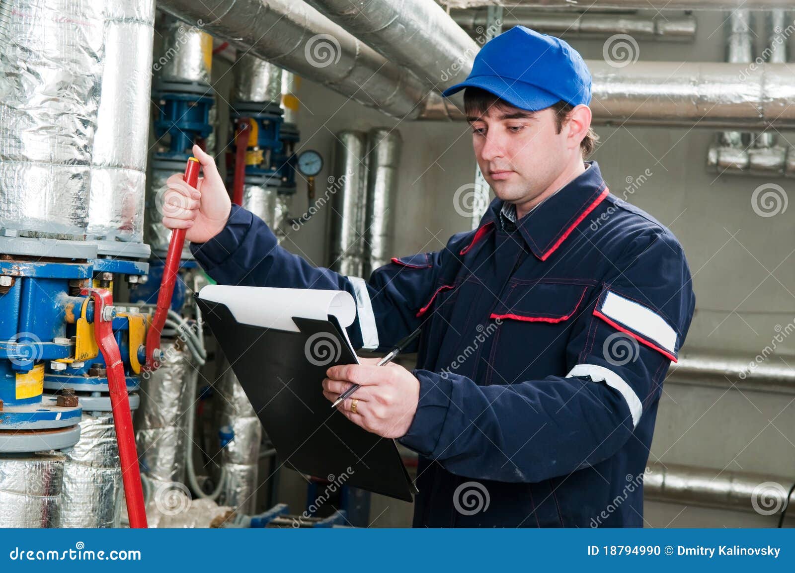 Heating Engineer in Boiler Room Stock Photo - Image of manometer, steam ...