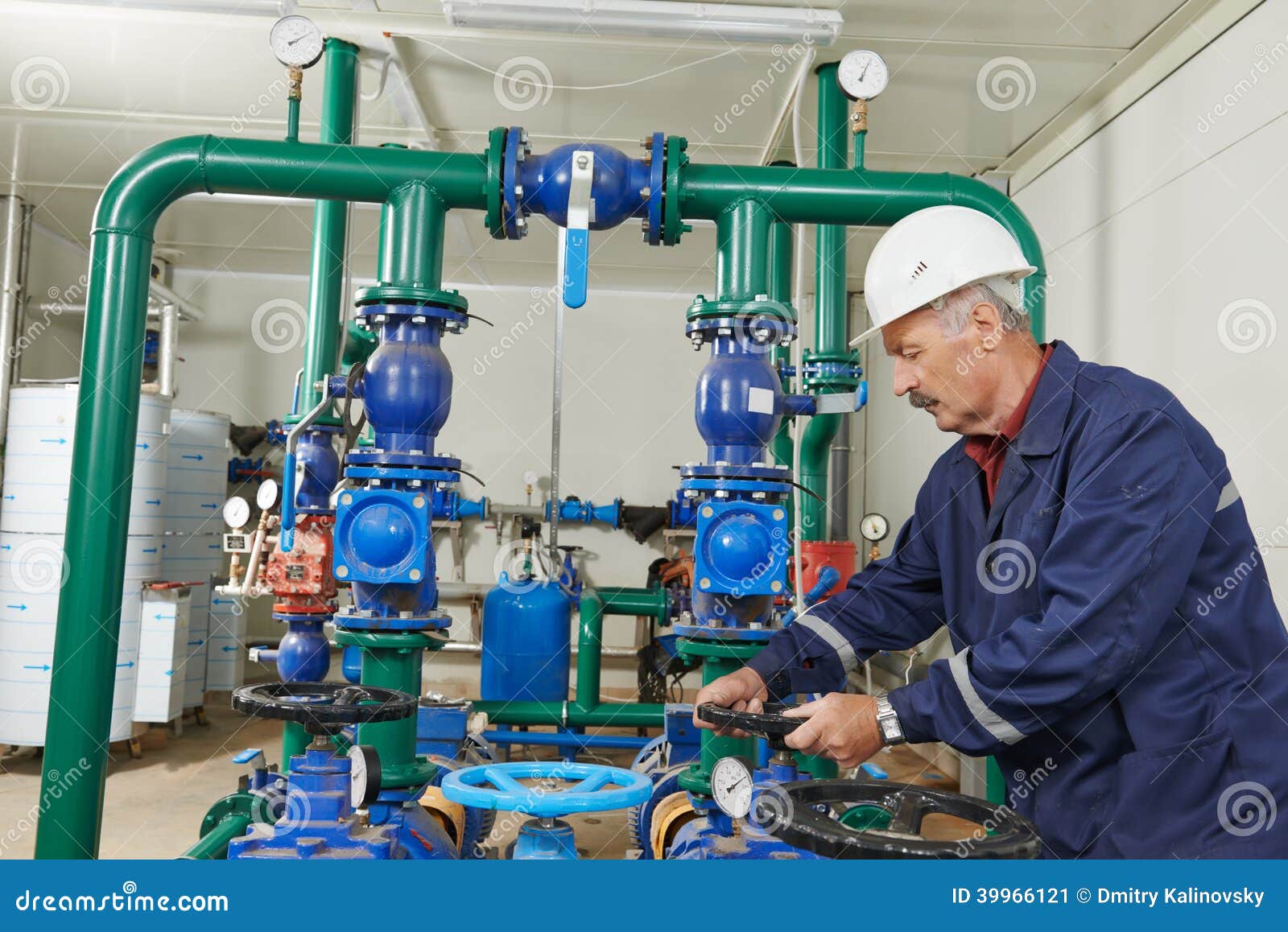 Heating Engineer Repairman in Boiler Room Stock Image - Image of ...