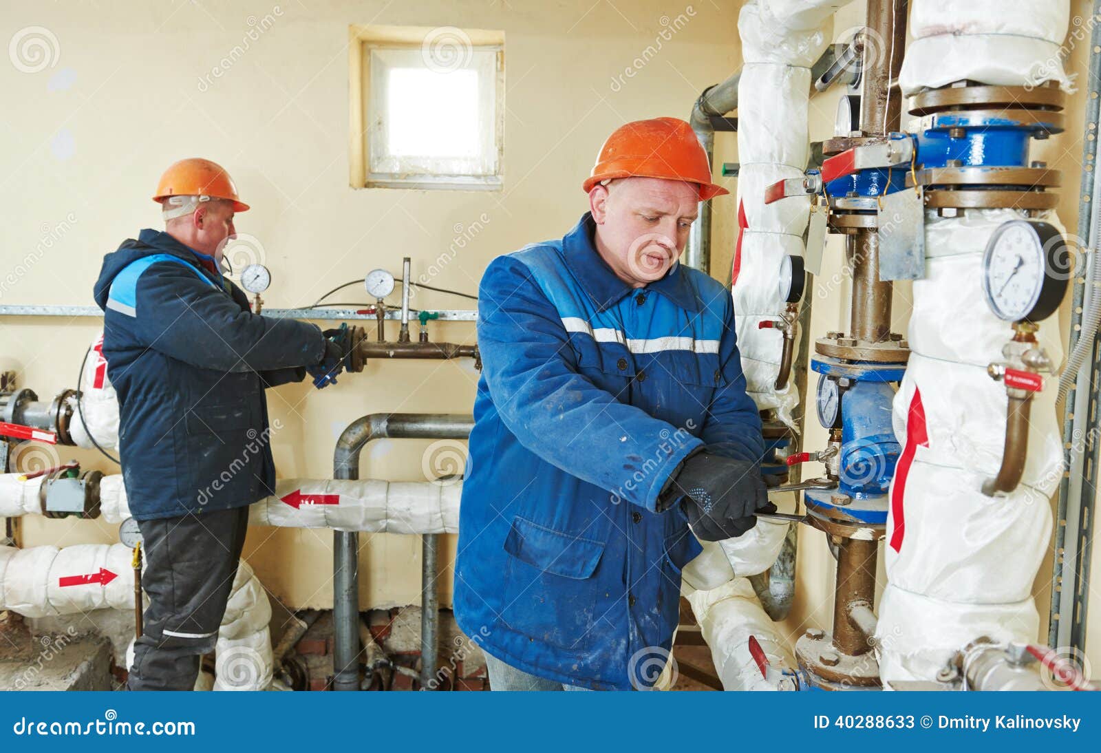 Heating Engineer Repairman in Boiler Room Stock Image - Image of ...