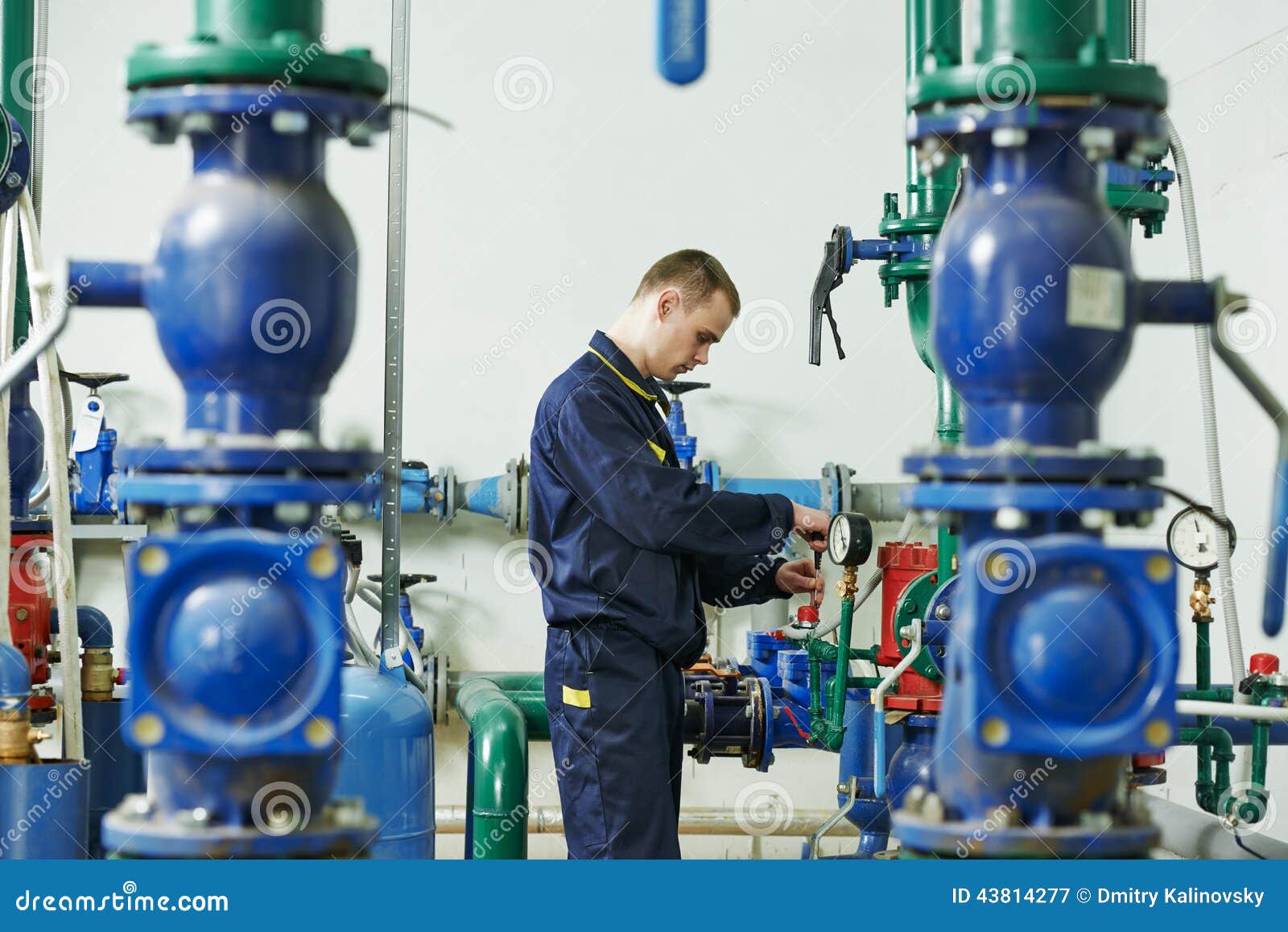 Heating Engineer Repairman in Boiler Room Stock Image - Image of ...