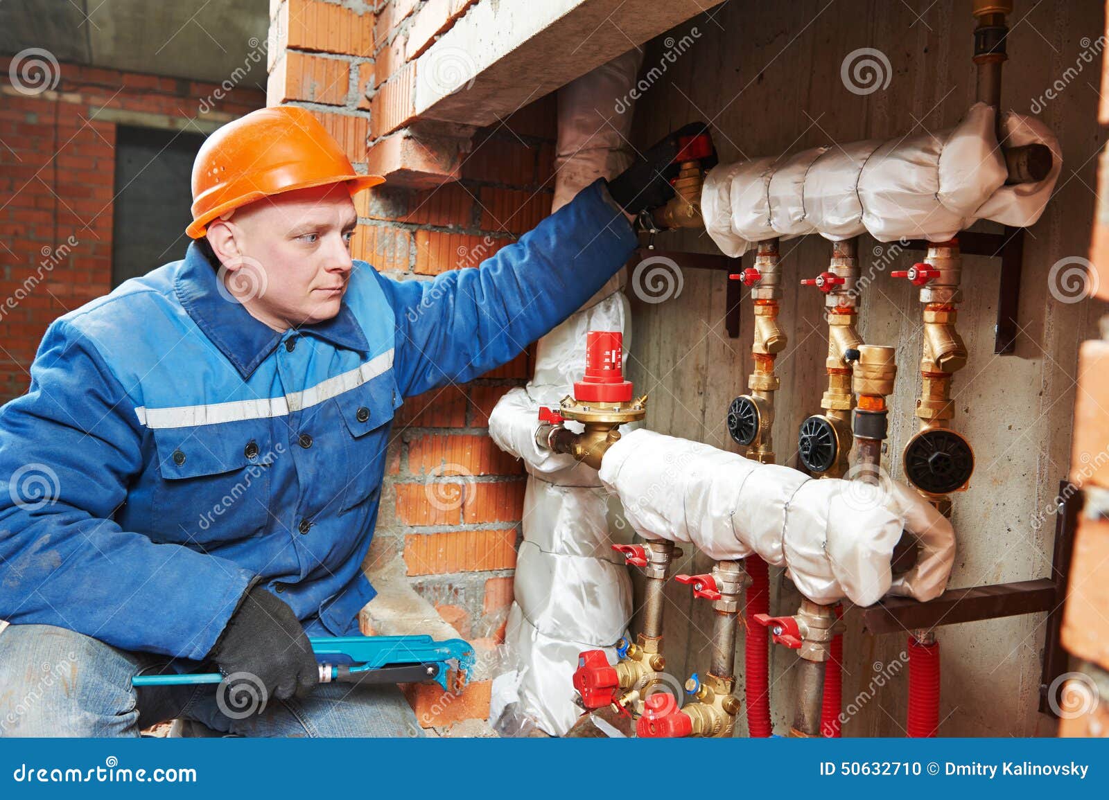 Heating Engineer Repairman in Boiler Room Stock Photo - Image of faucet ...