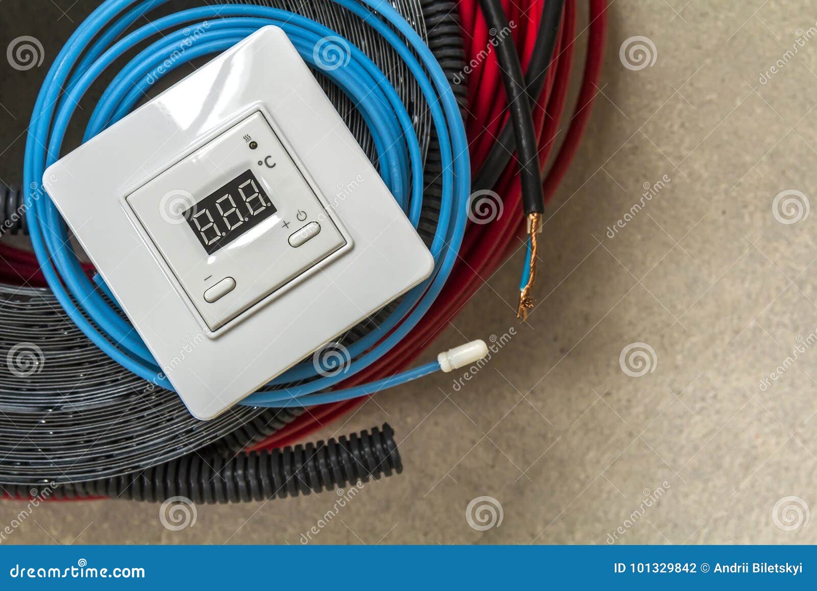 Heating Floor System, Cables and Control Panel. Renovation and C Stock ...