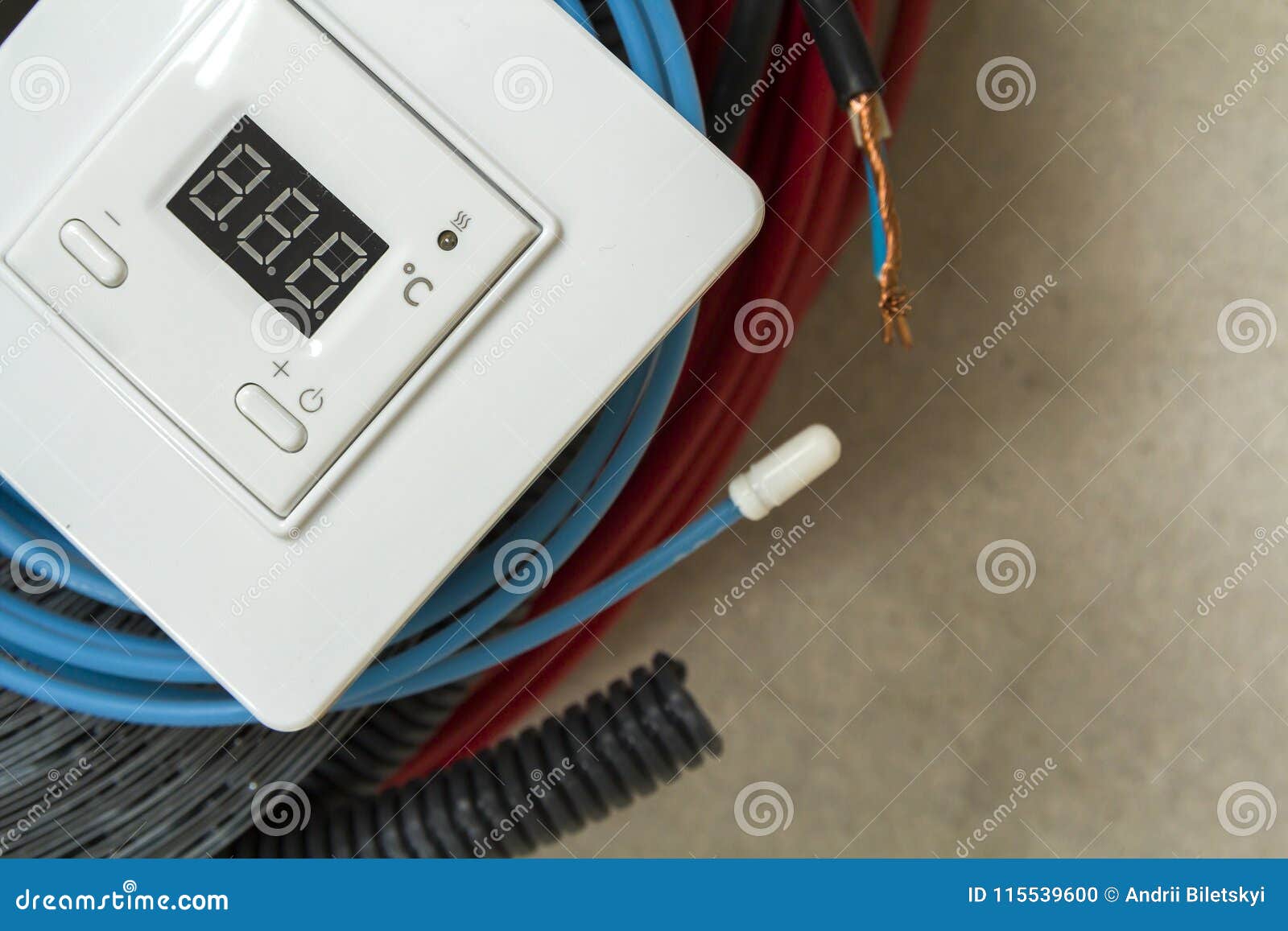 Heating Floor System Wires, Cables and Control Panel. Renovation and ...