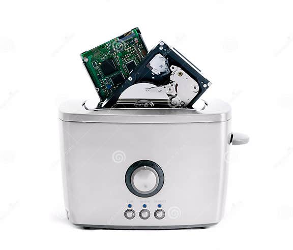 Heating Hard Disk in the Toaster Stock Photo - Image of toaster, high ...