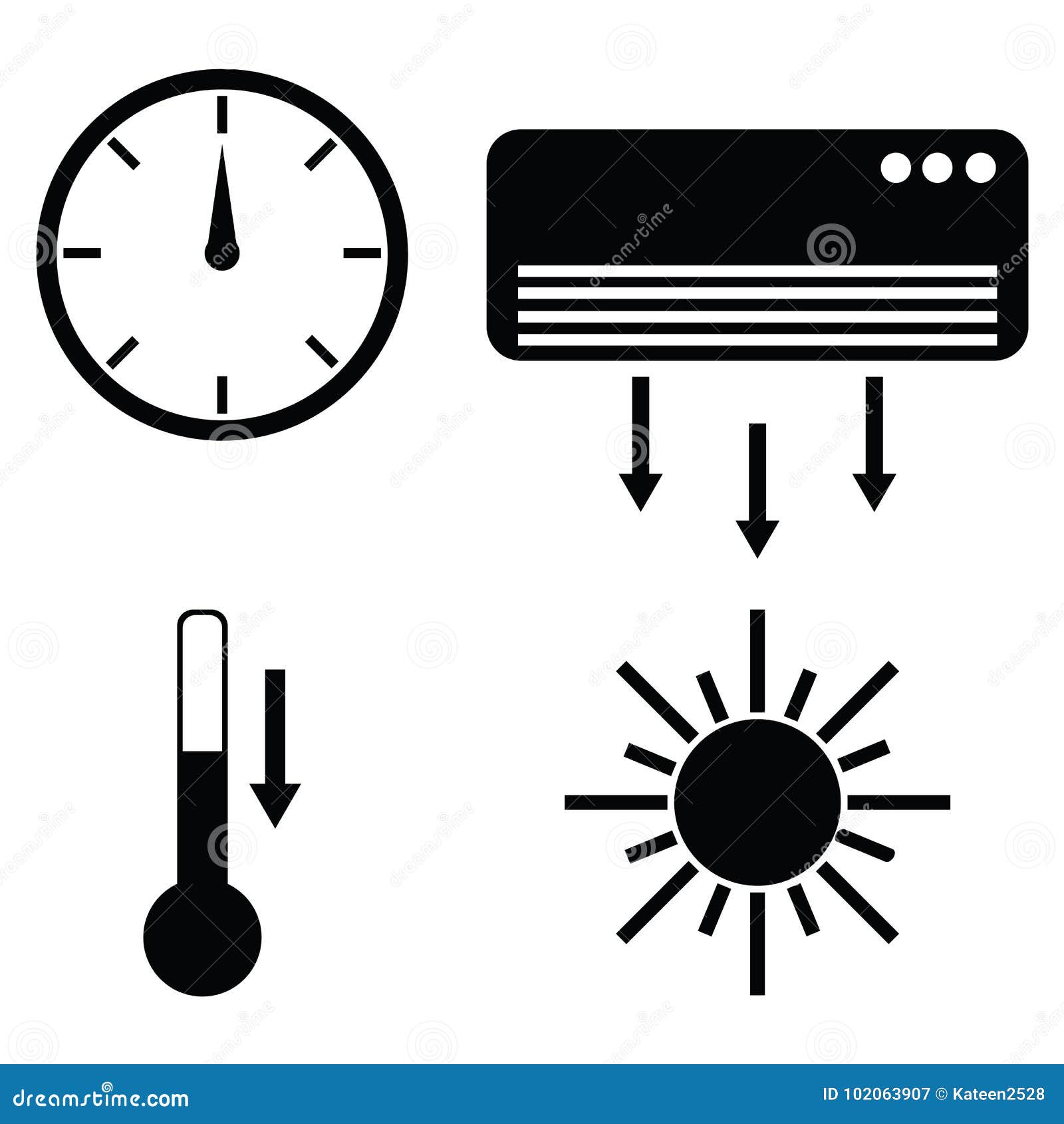 Heating icon set stock vector. Illustration of fireplace - 102063907