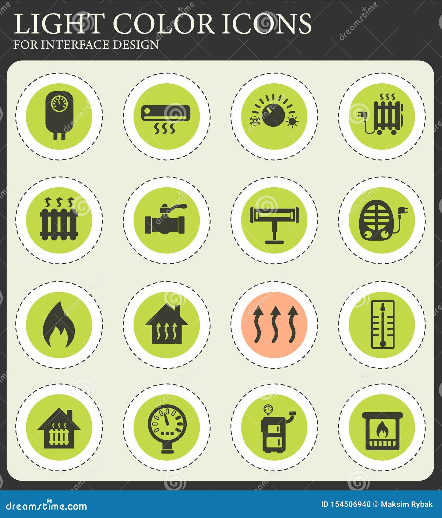 Heating icon set stock vector. Illustration of icon - 154506940