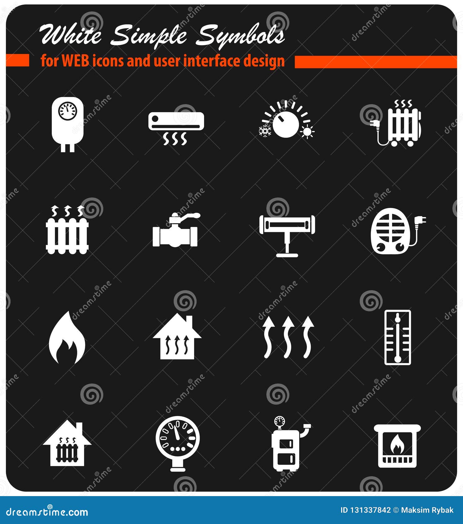 Heating icon set stock vector. Illustration of heating - 131337842