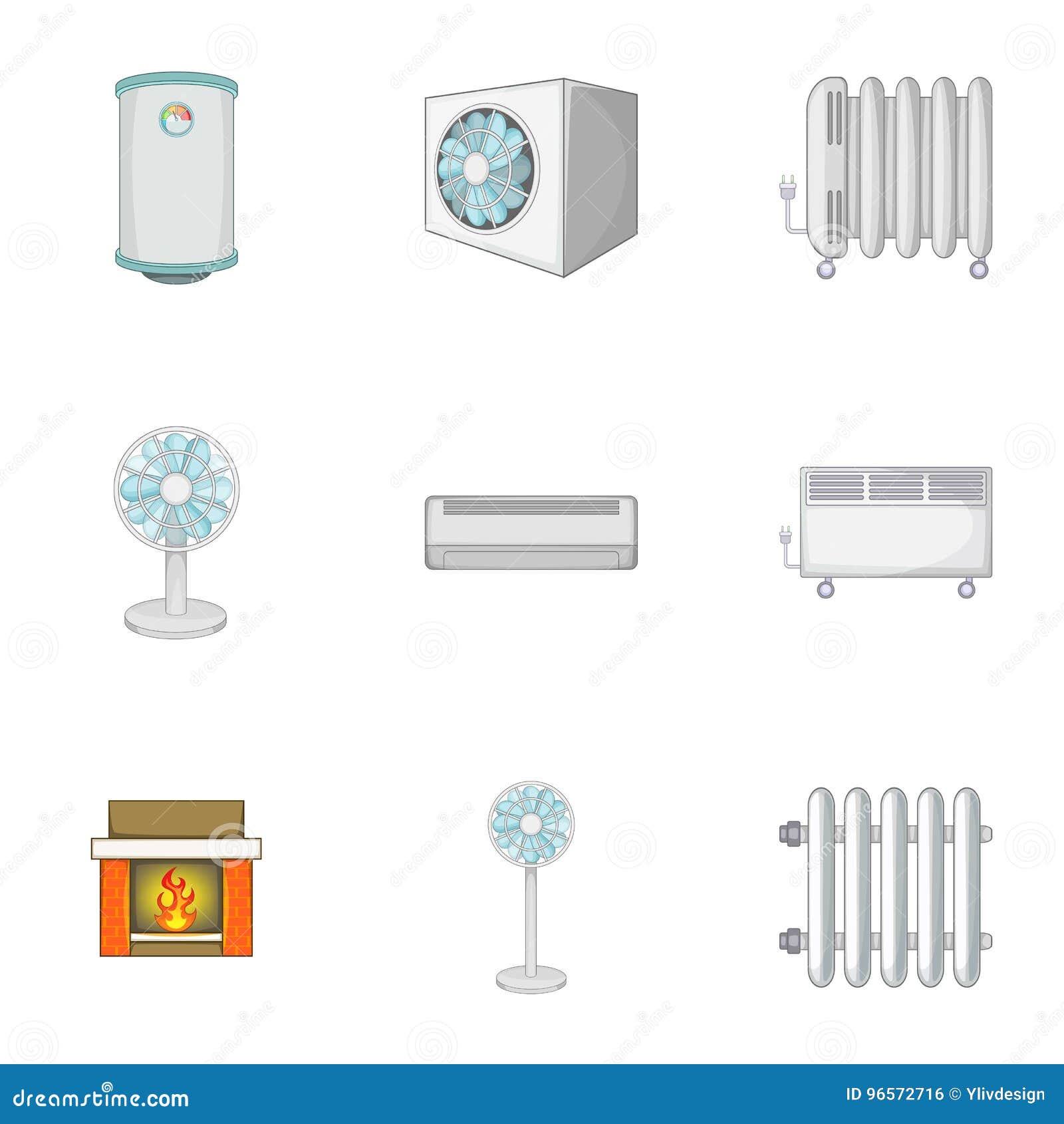 Heating Icons Set, Cartoon Style Stock Vector - Illustration of cartoon ...