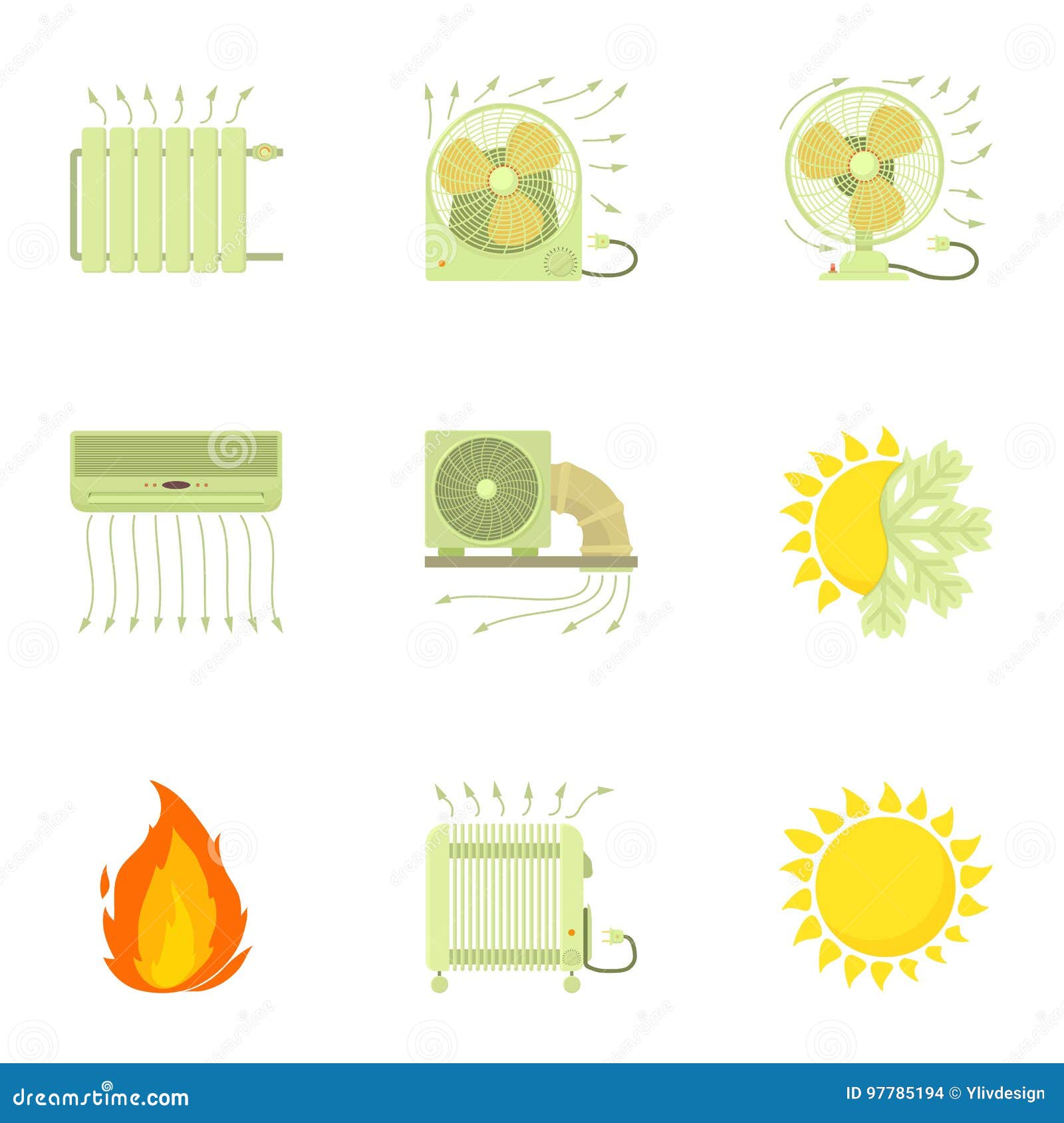 Heating Icons Set, Cartoon Style Stock Vector - Illustration of ...