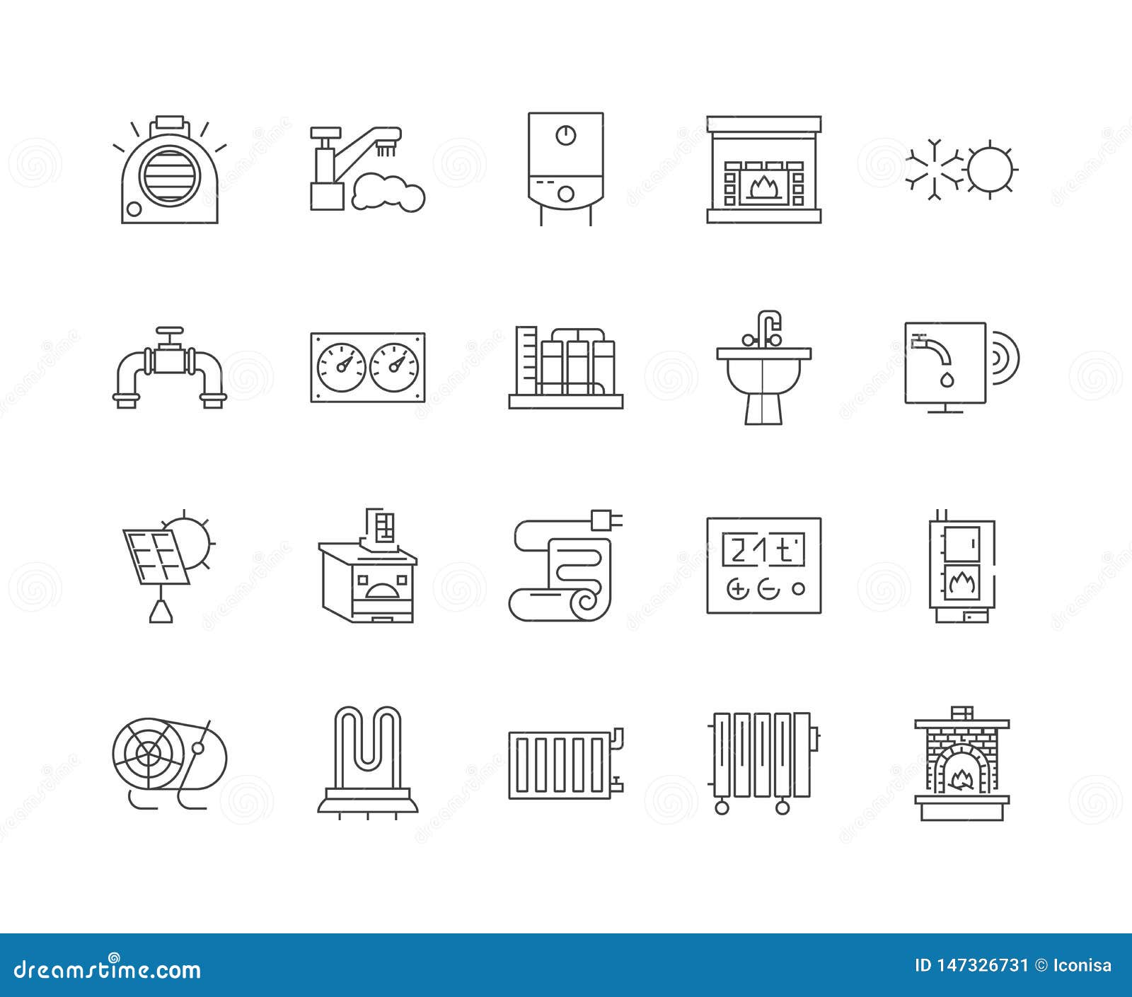 Heating Line Icons, Signs, Vector Set, Outline Illustration Concept ... Heating Line Icons, Signs, Vector Set, Outline Illustration Concept ...