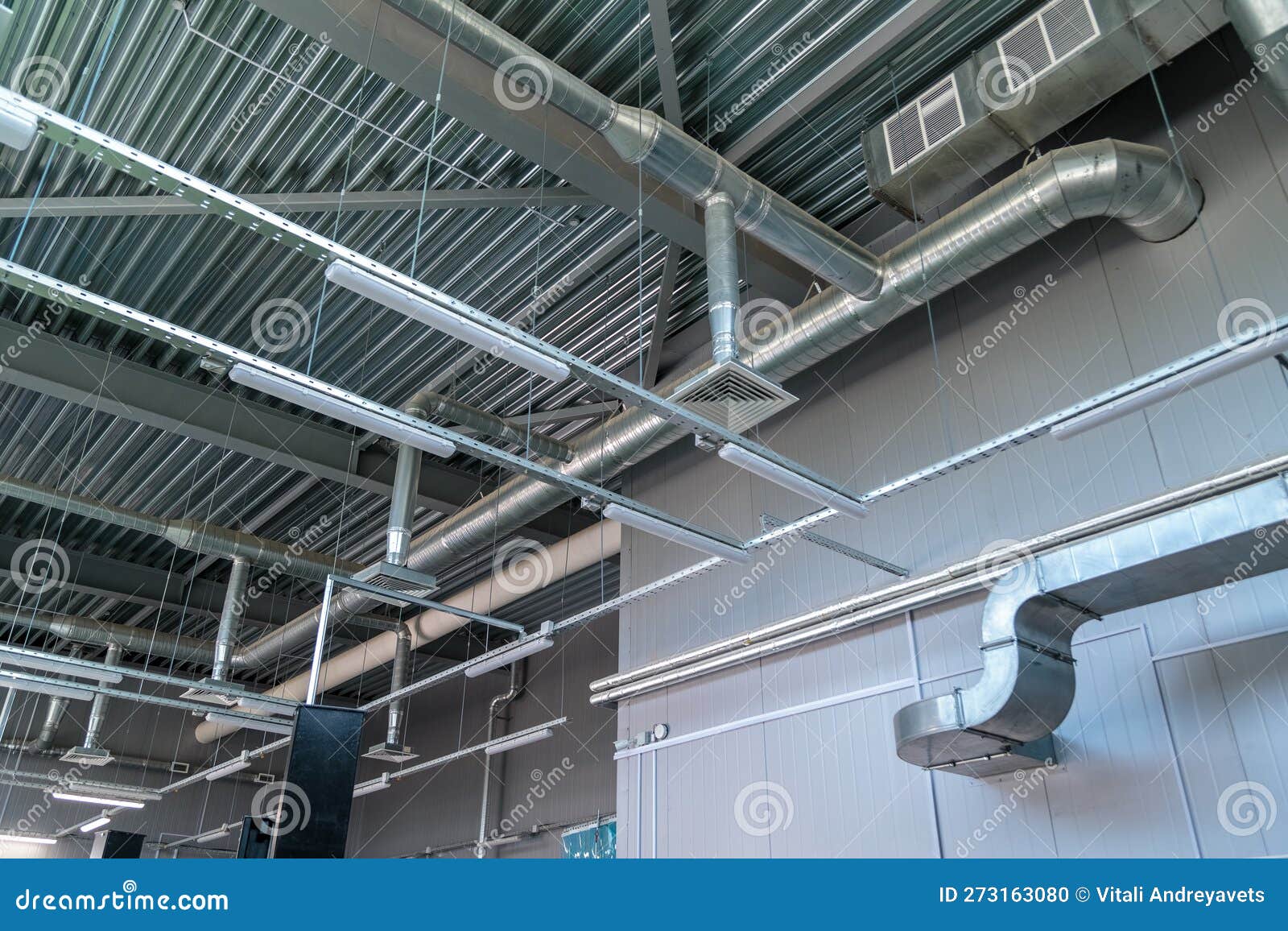 Heating Pipe System in the Warehouse of the Enterprise. Airflow System ...
