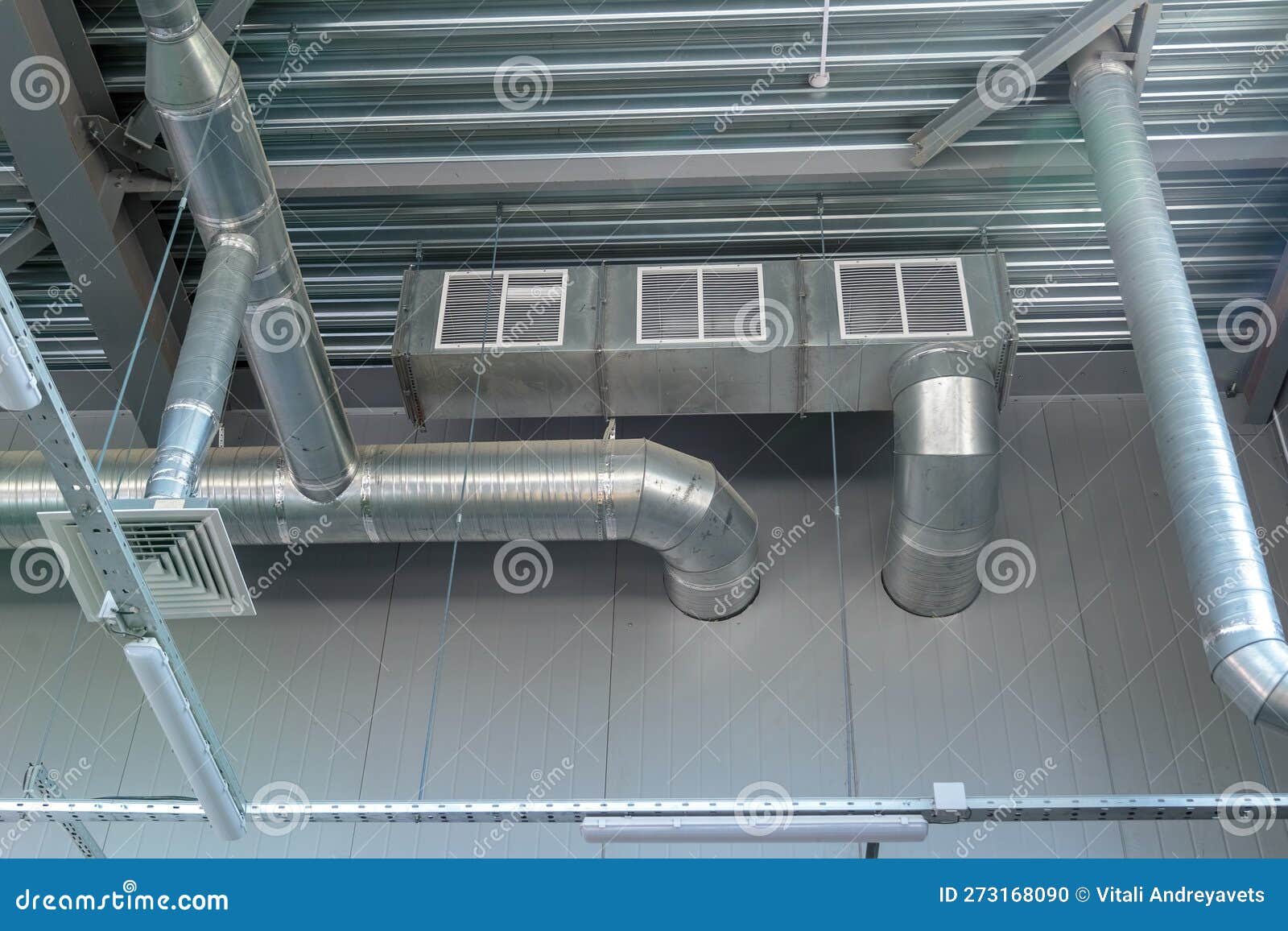 Heating Pipe System in the Warehouse of the Enterprise. Airflow System ...