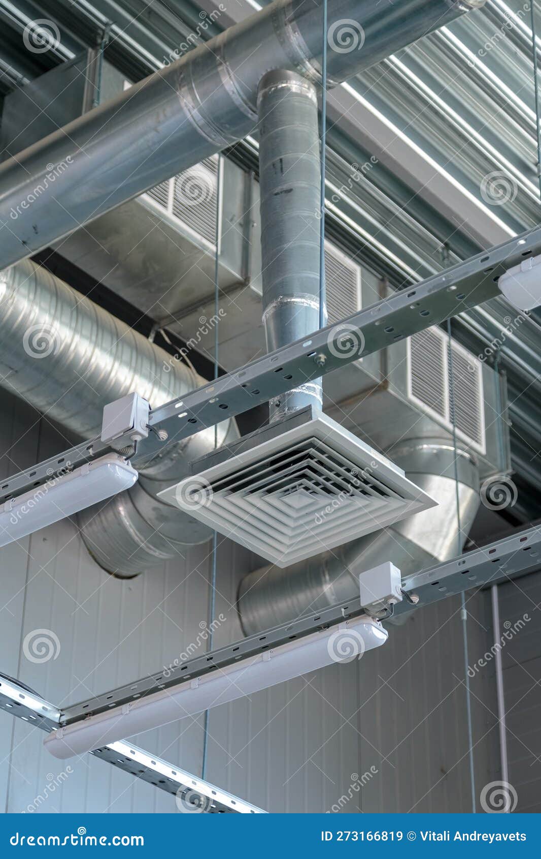 Heating Pipe System in the Warehouse of the Enterprise. Ceiling ...