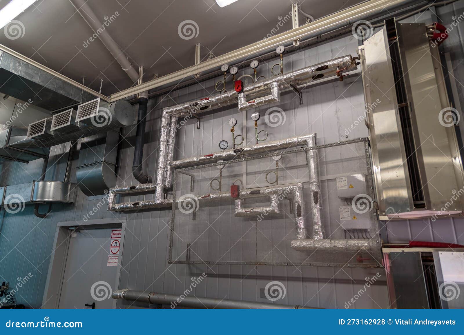 Heating Pipe System in the Warehouse of the Enterprise. Pipe System ...