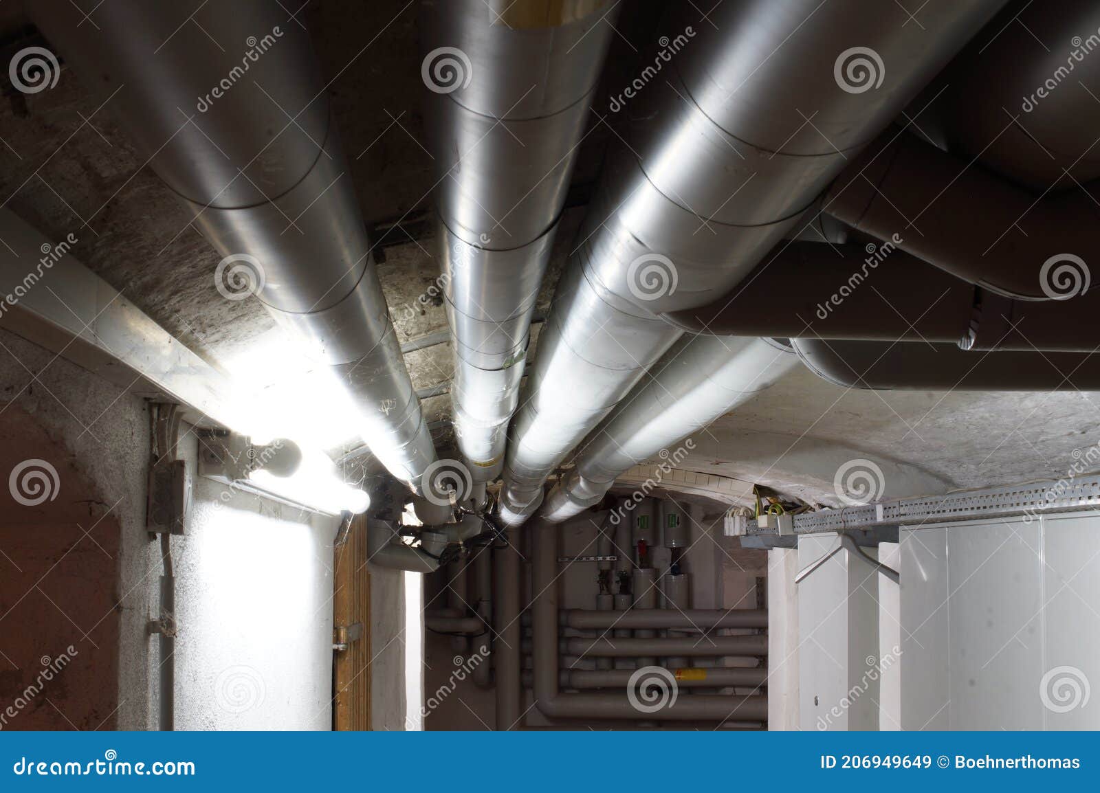 Heating Pipes in the Cellar Stock Image - Image of electricity, line ...