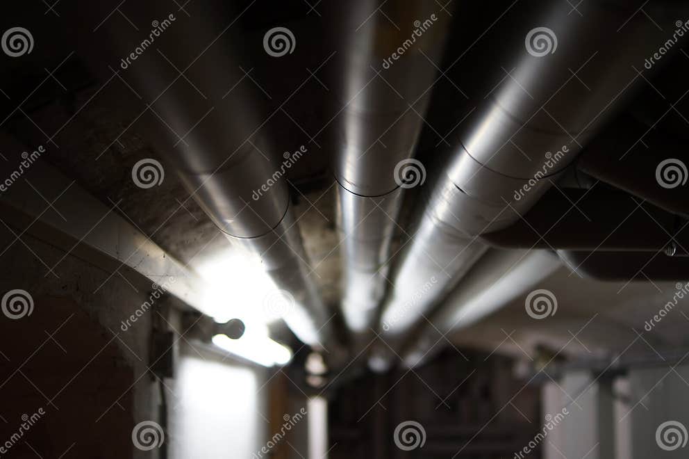 Heating Pipes in the Cellar Stock Image - Image of industrial, heating ...
