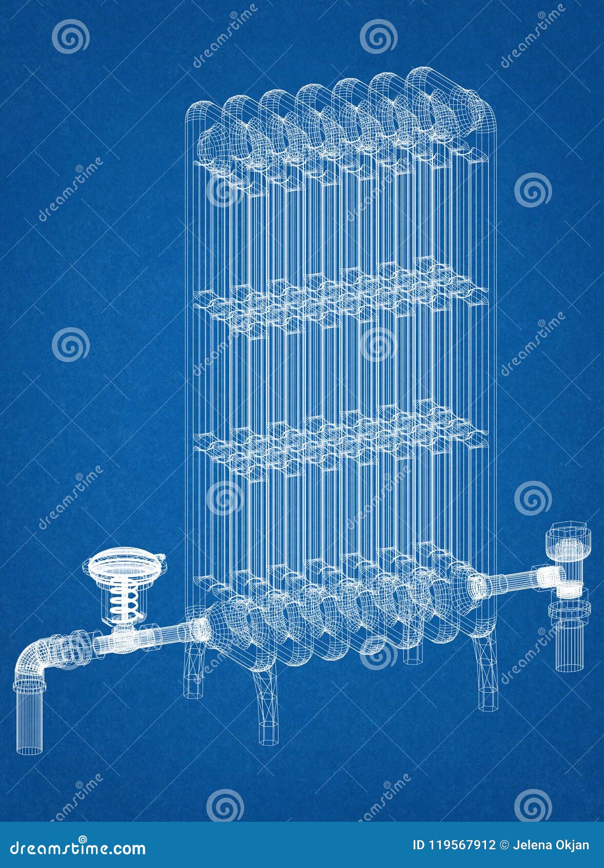 Heating Radiator Architect Blueprint Stock Illustration - Illustration ...