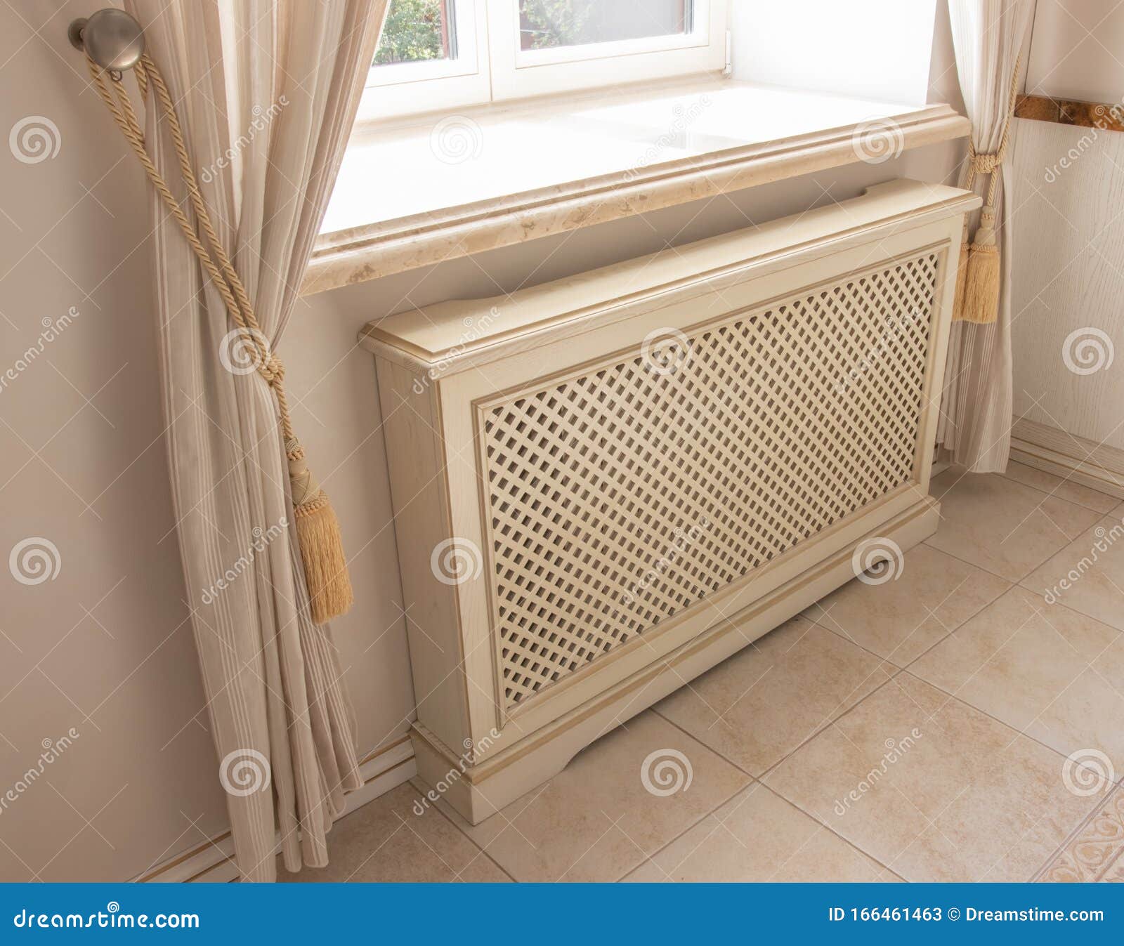 The Heating Radiator is Fixed To the Wall Under the Window Stock Image ...