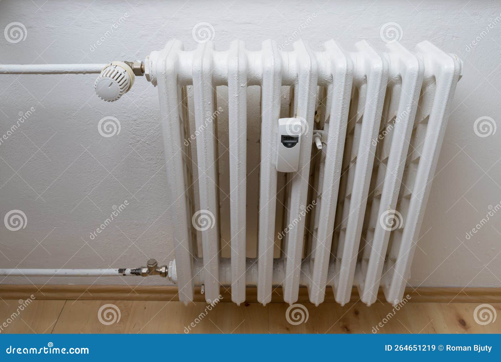 Heating Radiator with Heat Meter and Valve for Regulation Stock Image ...