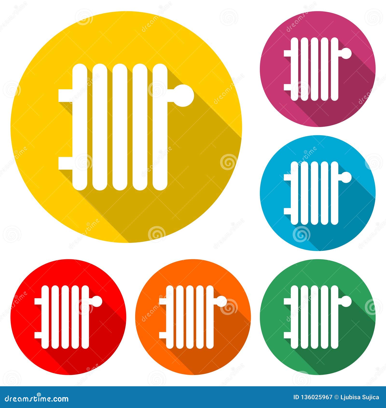 Heating Radiator Icon or Logo, Color Set with Long Shadow Stock Vector ...