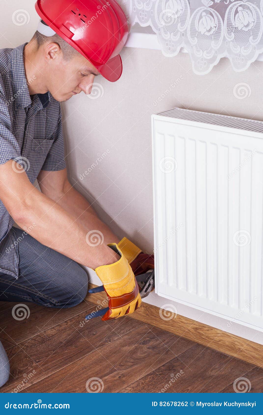 Heating Radiator Installation Stock Photo - Image of plumber, tool ...