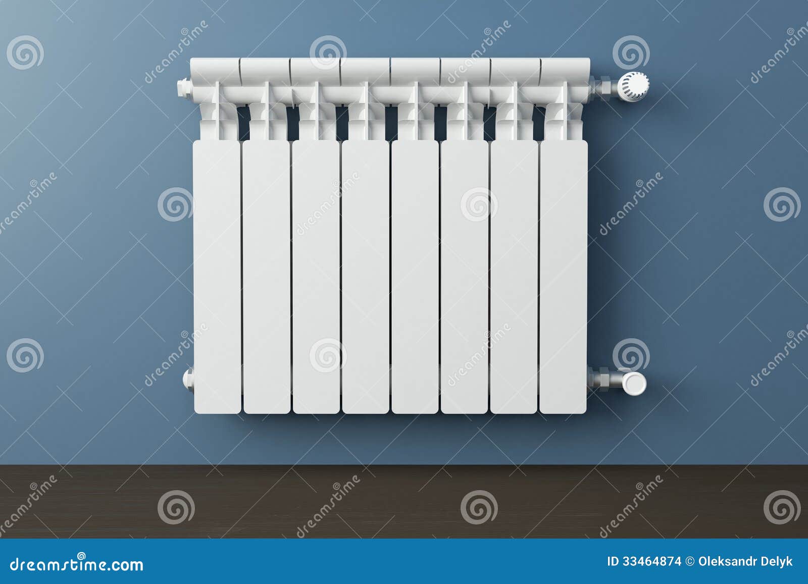 Heating Radiator in a Room with Laminated Wooden Floor Stock ...