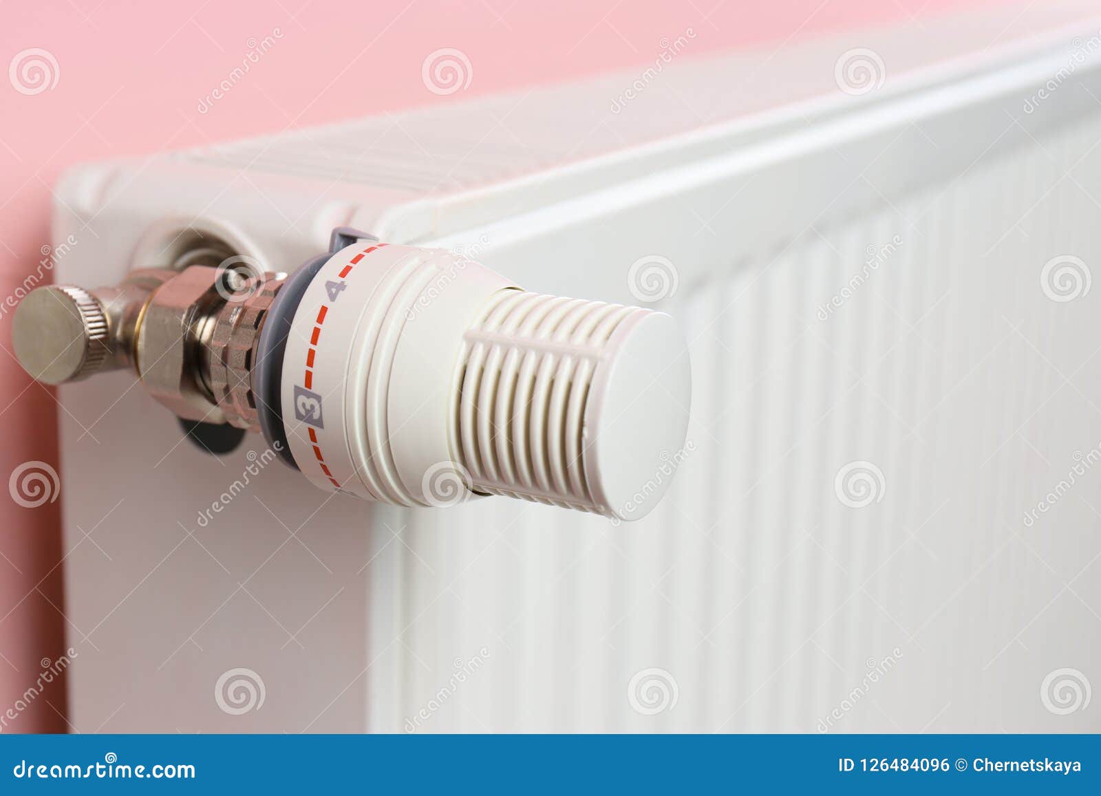 Heating Radiator with Temperature Adjuster Stock Photo - Image of cold ...
