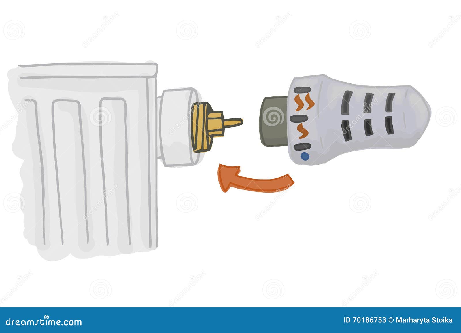 Heating Radiator with Thermostatic Head. Heating Home Vector. Stock ...