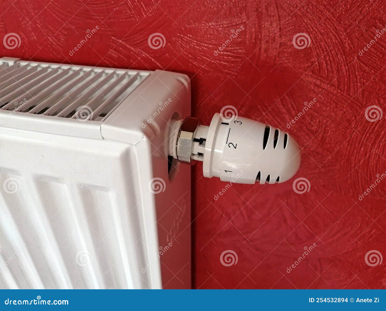 Heating Season. White Radiator on a Red Wall Stock Photo - Image of ...