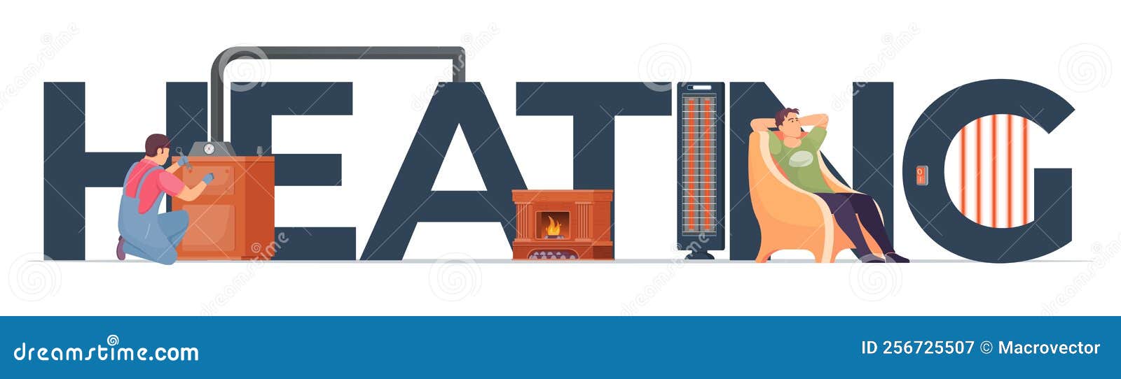 Heating System Concept stock vector. Illustration of composition ...