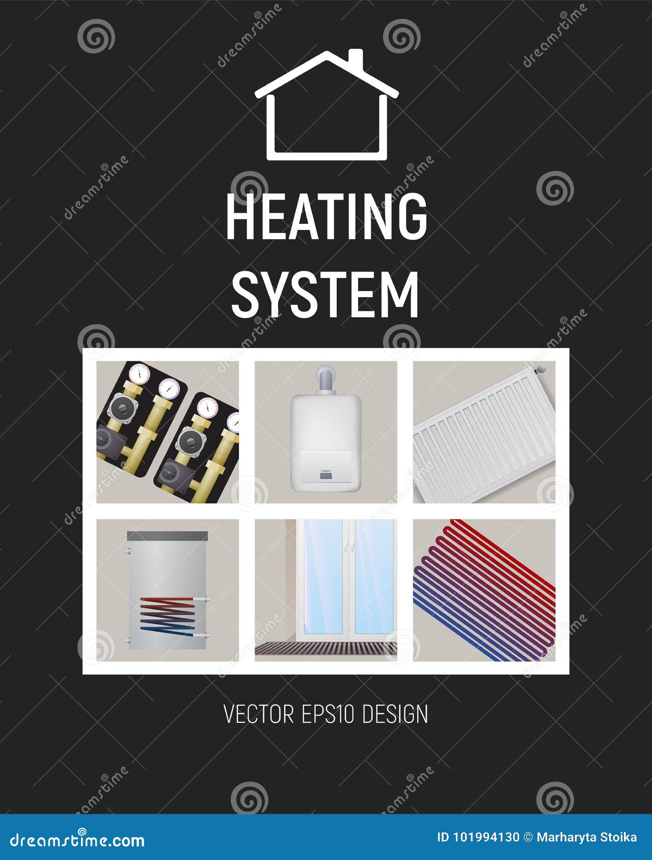 Heating System. Design Vector Illustration. Stock Vector - Illustration ...