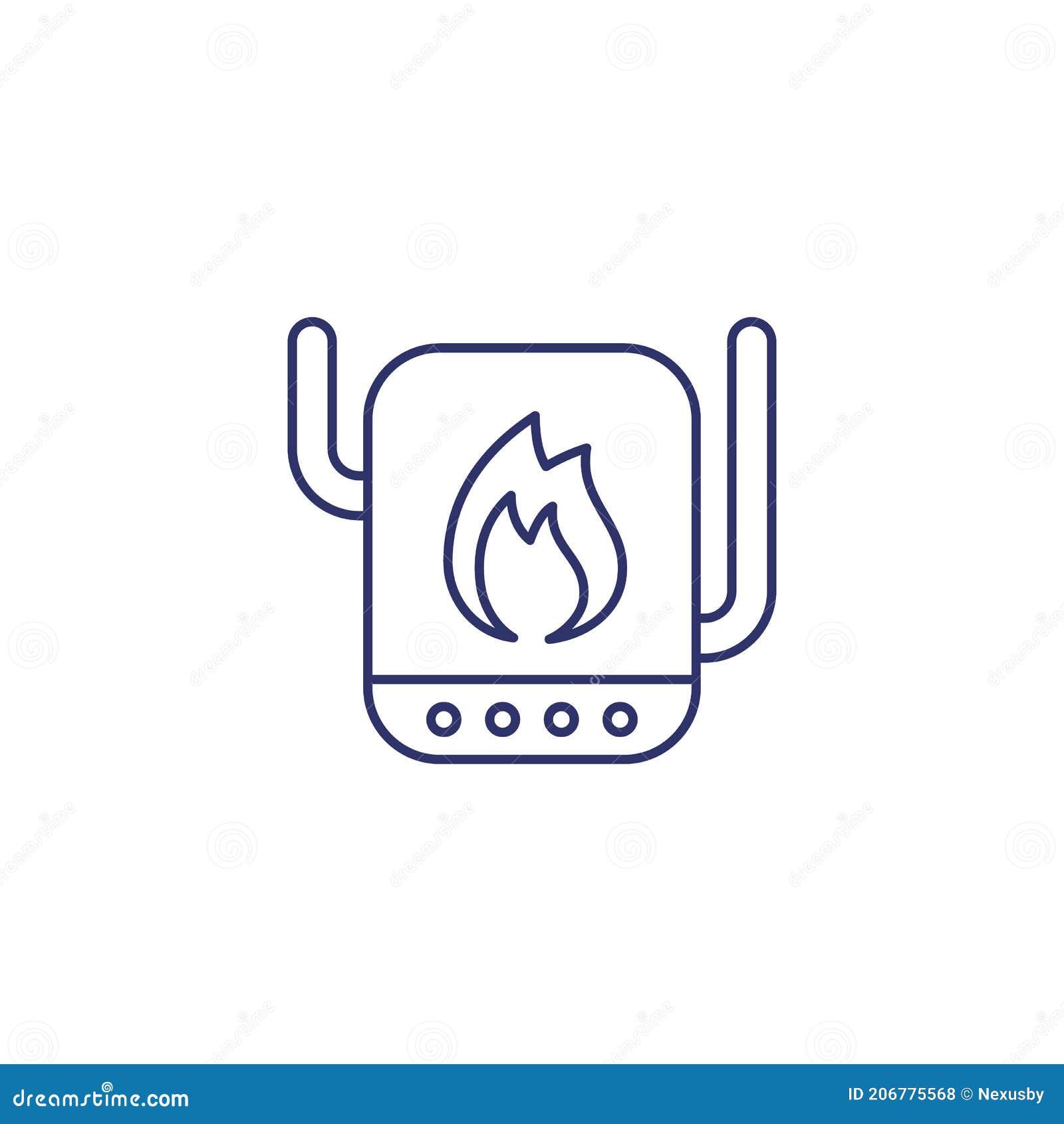 Heating System Icon, Line Vector Stock Illustration - Illustration of ...