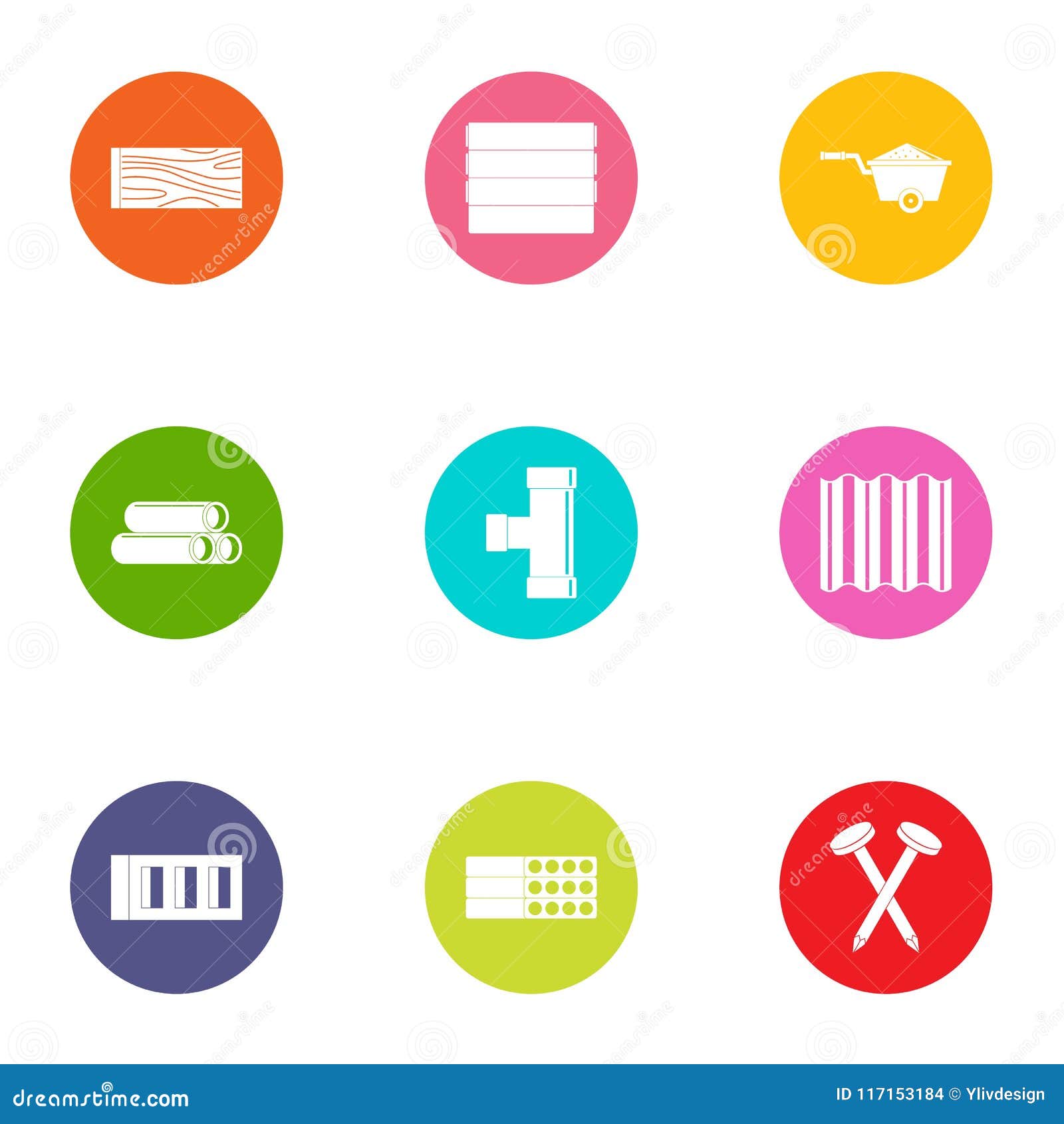 Heating System Icons Set, Flat Style Stock Vector - Illustration of ...