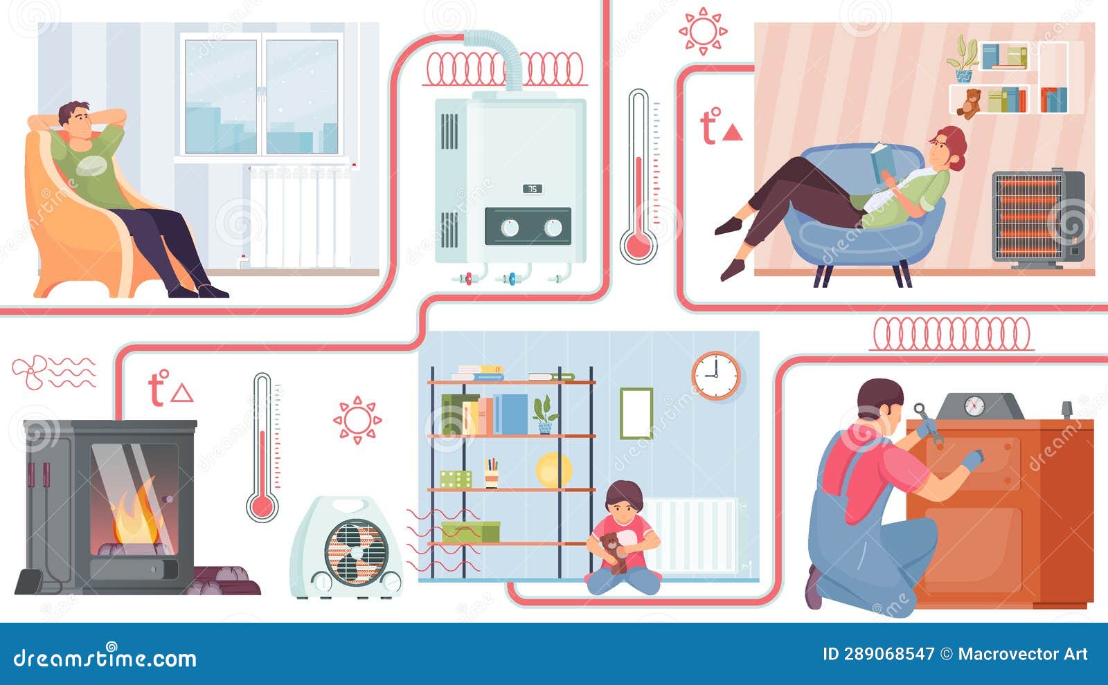 Heating System Illustration Stock Vector - Illustration of maintenance ...