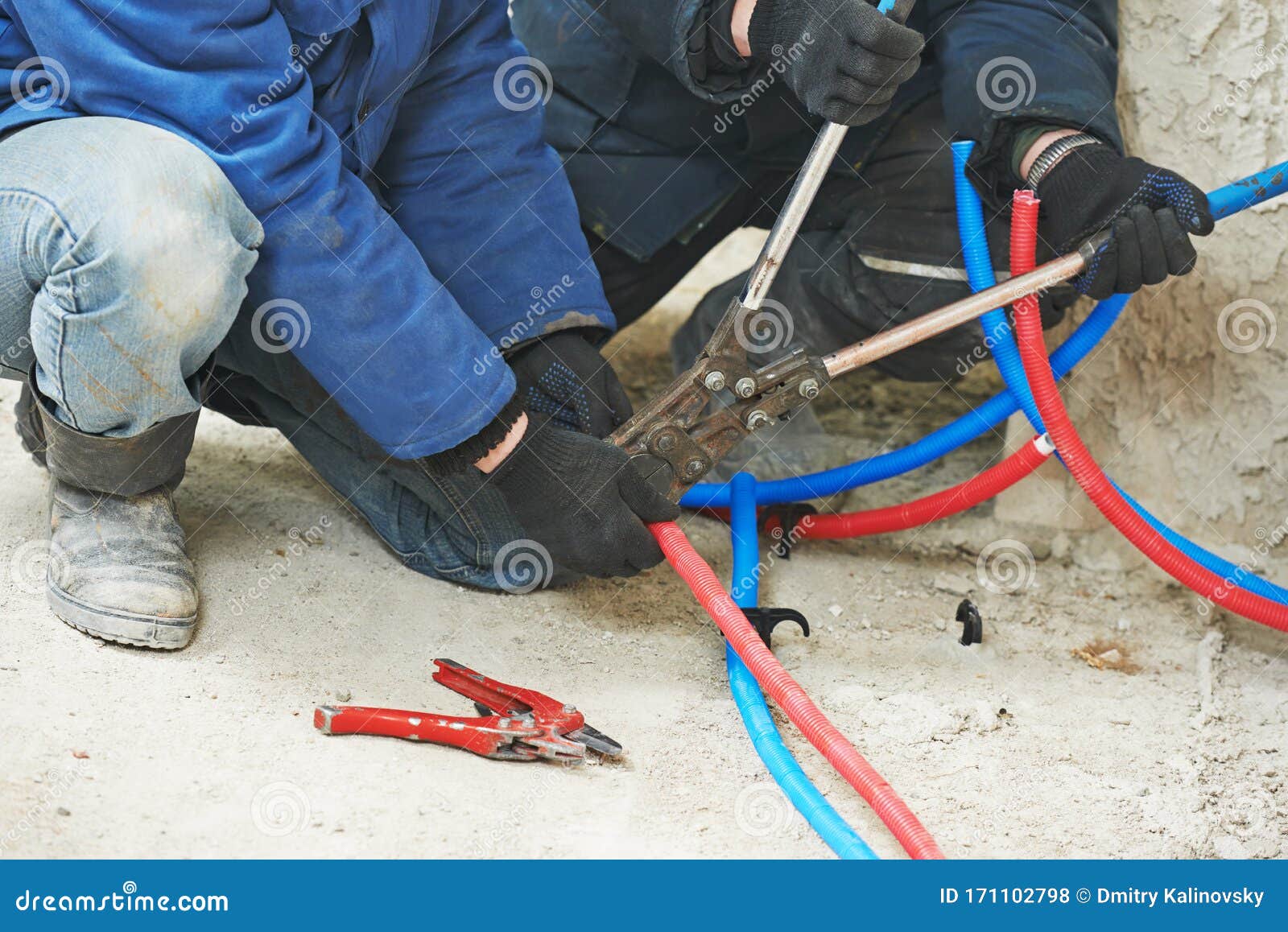 Heating System Installation. Installing and Connection Underfloor Pipes ...