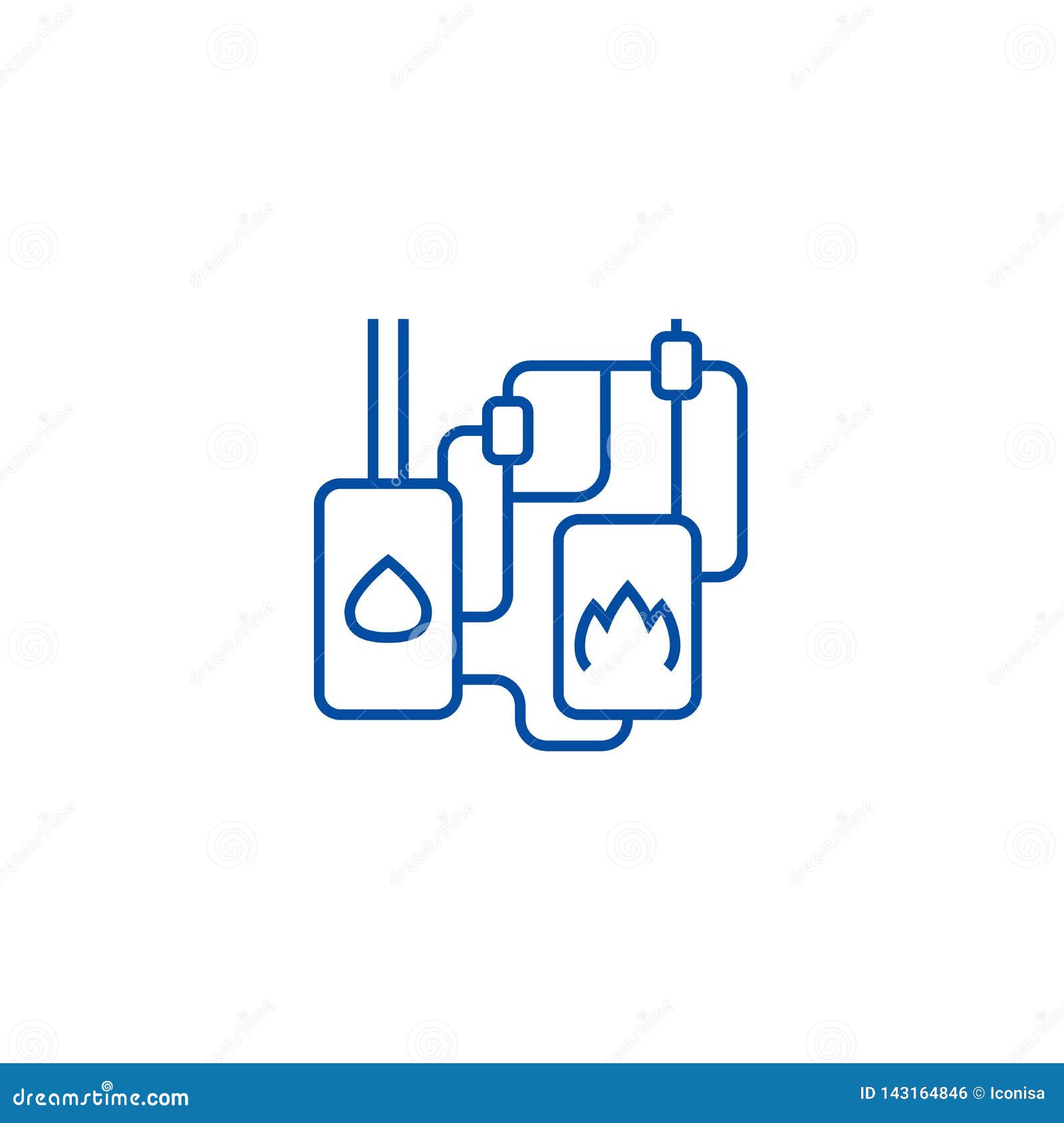 Heating System Line Icon Concept. Heating System Flat Vector Symbol ...