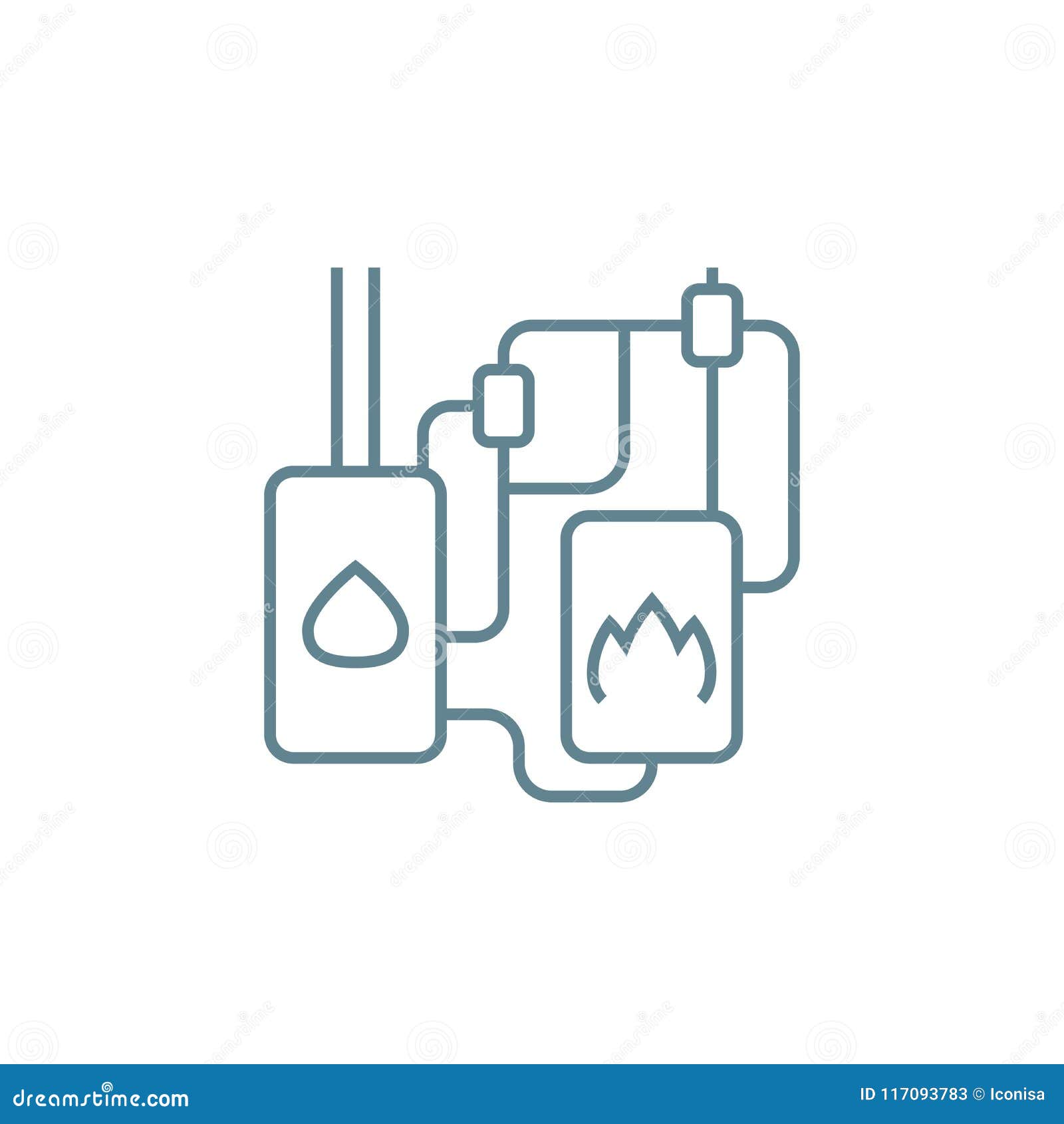 Heating System Linear Icon Concept. Heating System Line Vector Sign ...