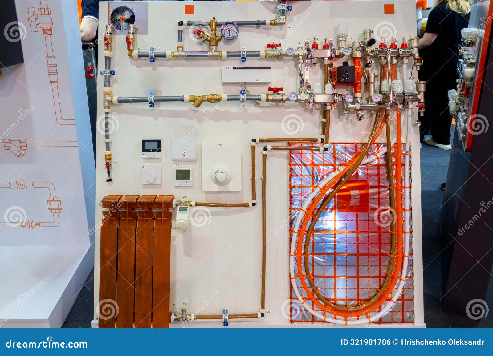 Heating System on the Stand. Manifold with Flow Meter Stock Photo ...