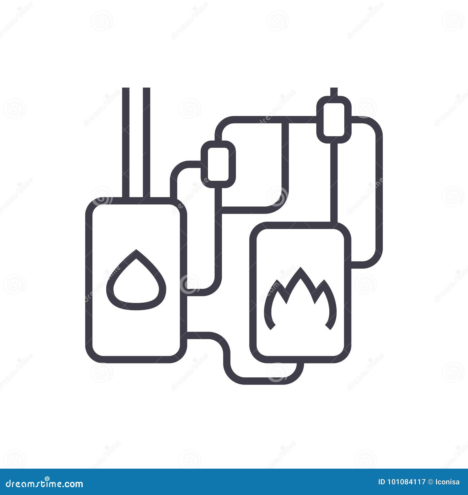 Heating System Vector Line Icon, Sign, Illustration on Background ...