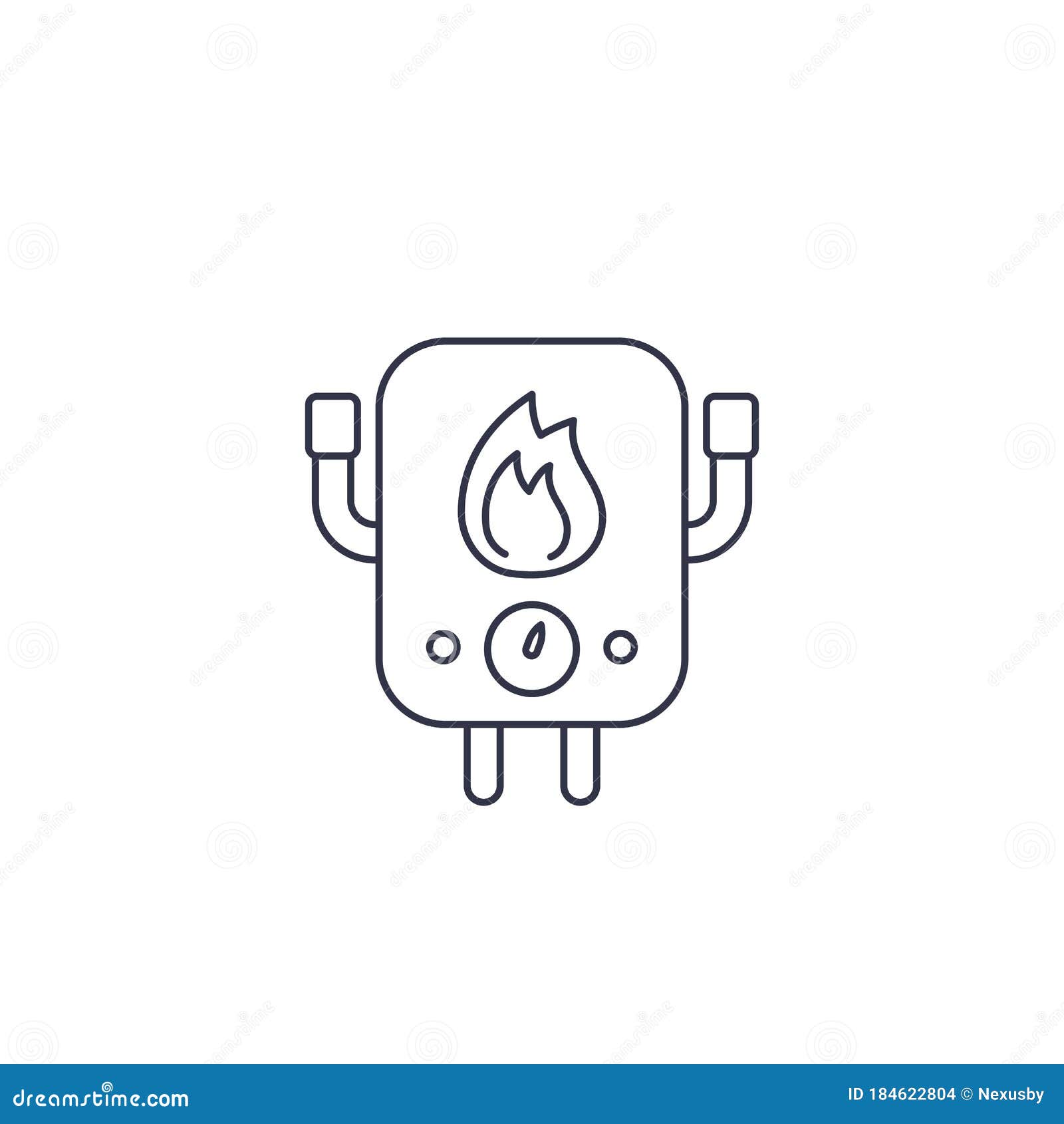 Heating System Vector Line Icon on White Stock Illustration ...