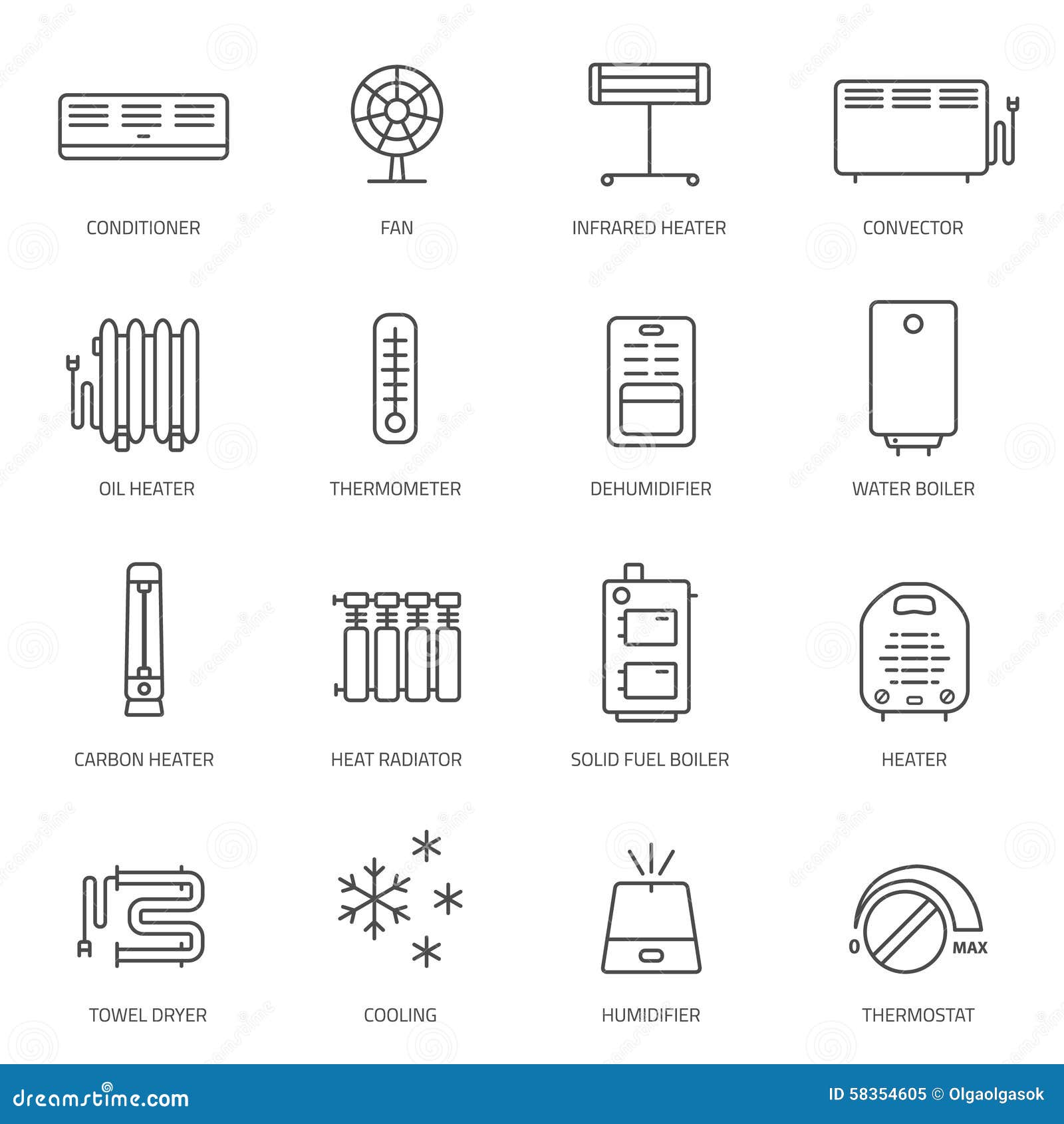 Heating, Ventilation and Conditioning Icons Set Stock Vector ... Heating, Ventilation and Conditioning Icons Set Stock Vector ...