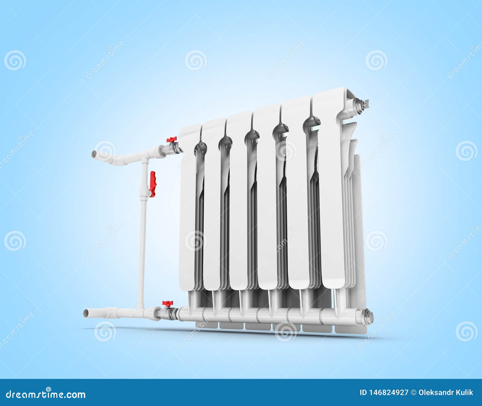 Heating White Radiator Isolated On White Background Without Shadow 3d ...