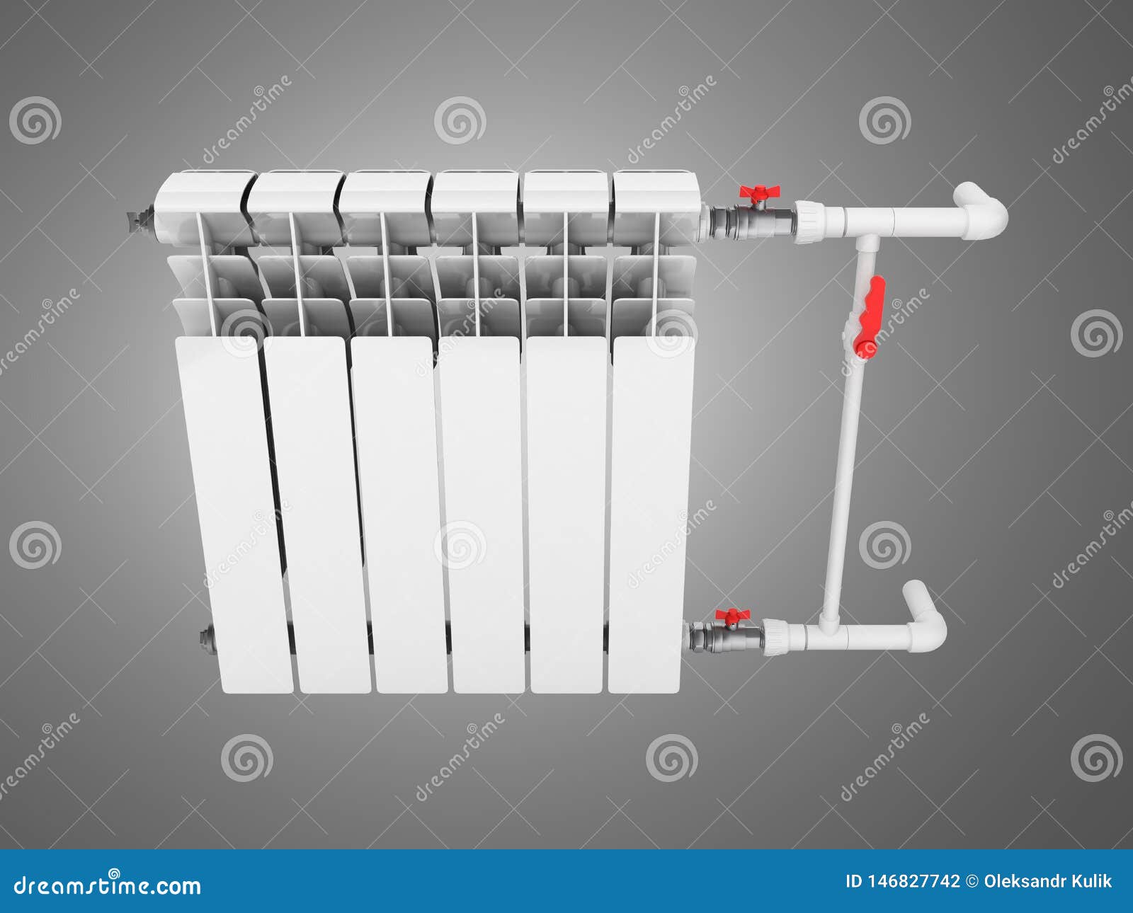 Heating White Radiator Isolated on Grey Background 3d Stock ...