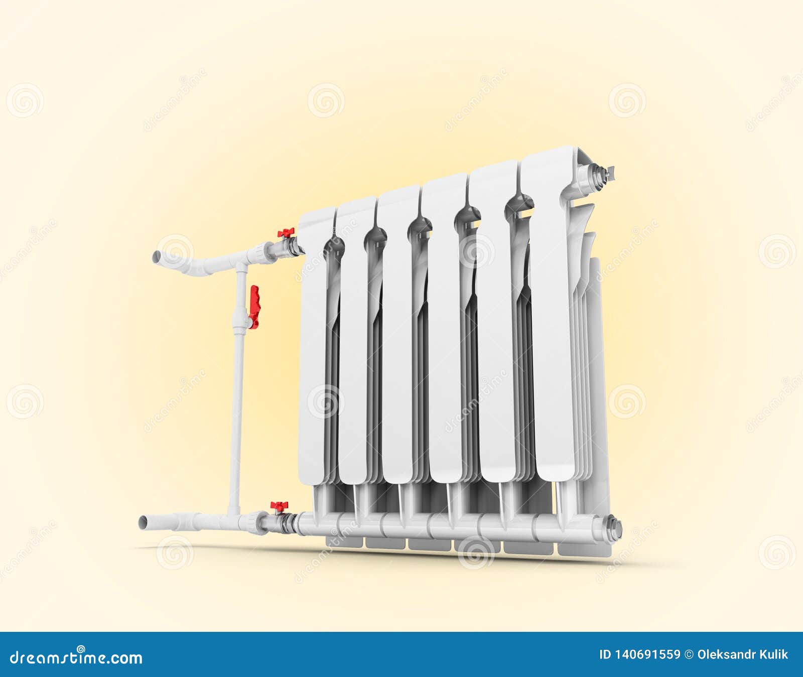 Heating White Radiator Isolated On White Background Without Shadow 3d ...
